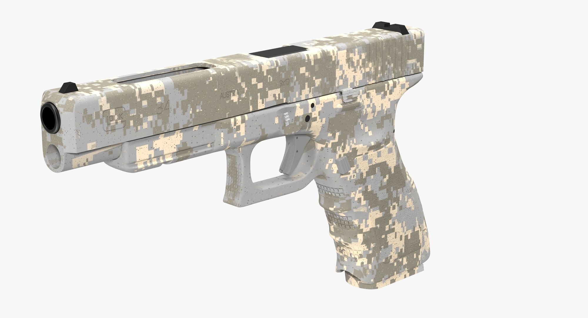 3D model Glock 34 Camouflage Grey VR / AR / low-poly | CGTrader