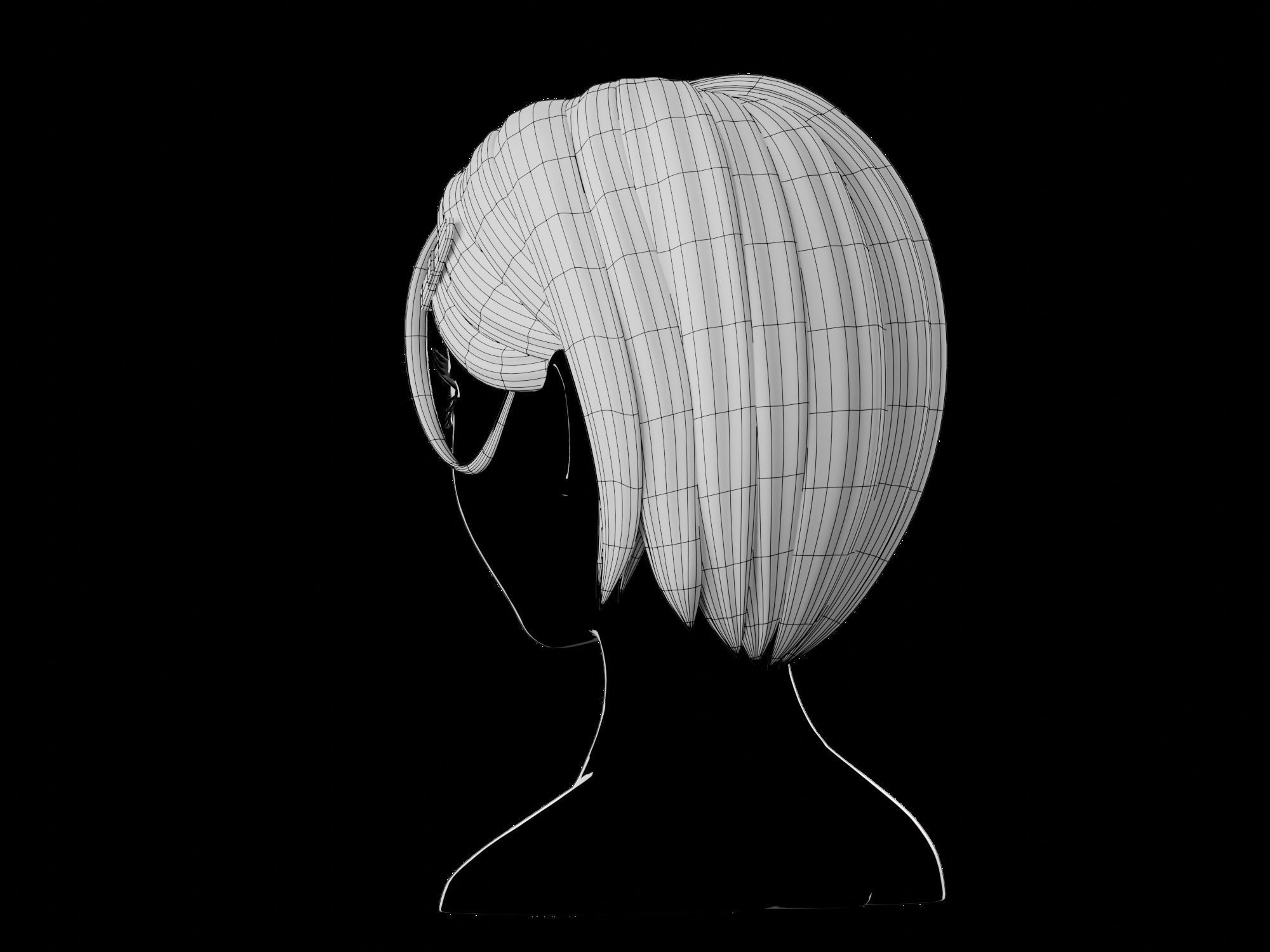Anime hair style 14 free VR / AR / low-poly 3D model | CGTrader