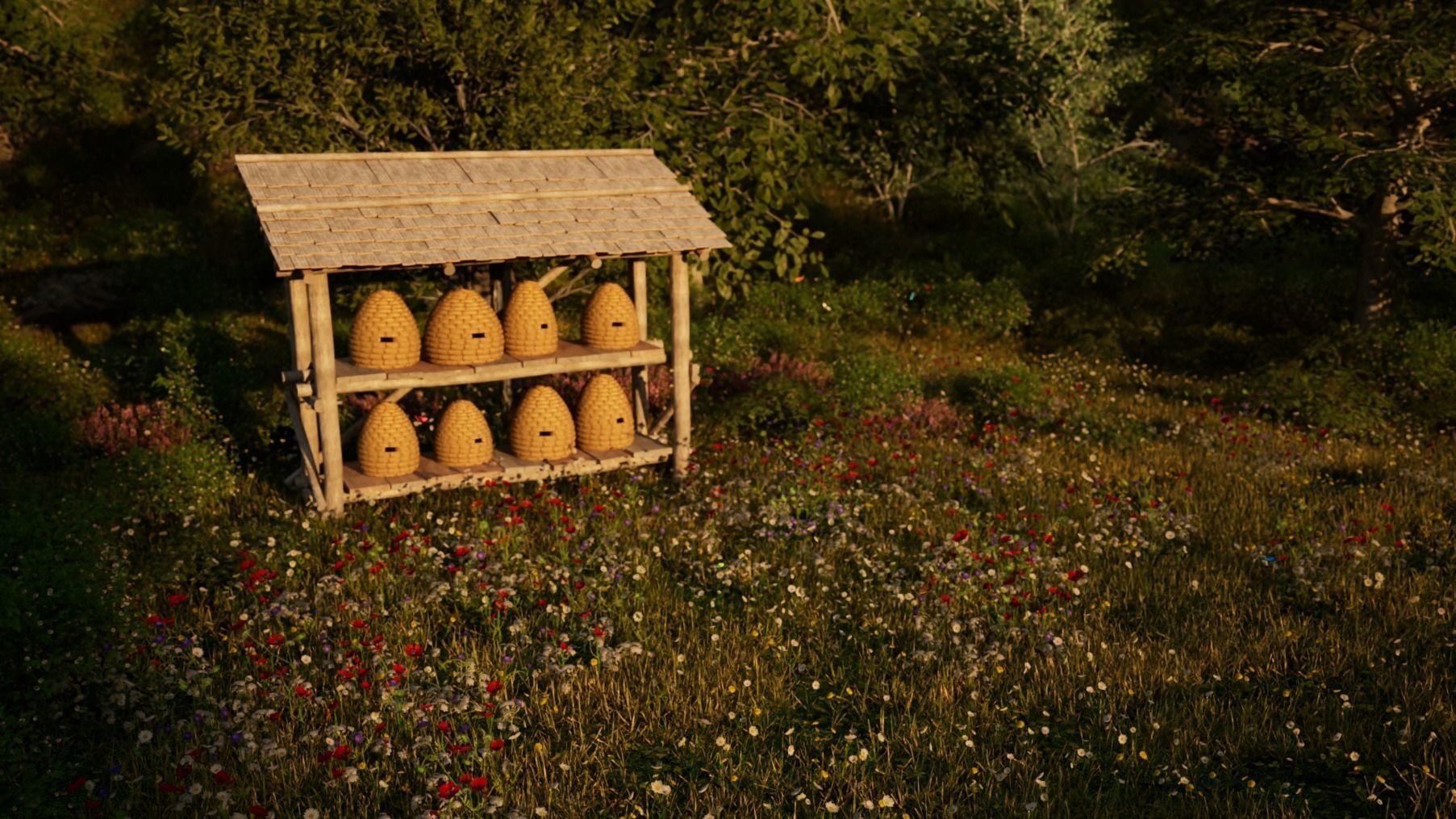 3D model Medieval honey bee hive rack VR / AR / low-poly | CGTrader