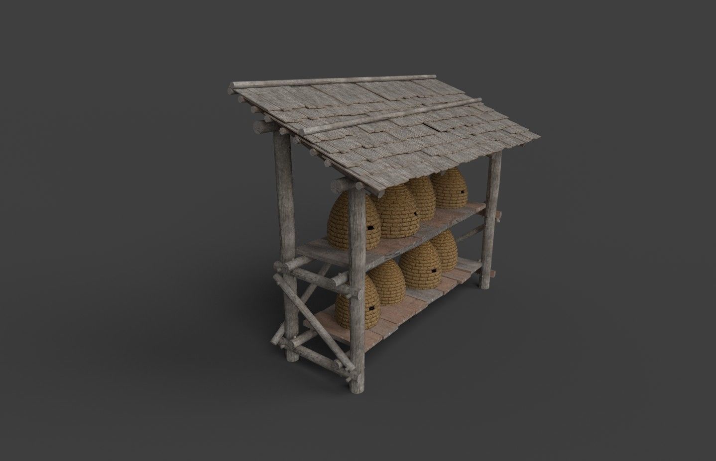 3D model Medieval honey bee hive rack VR / AR / low-poly | CGTrader