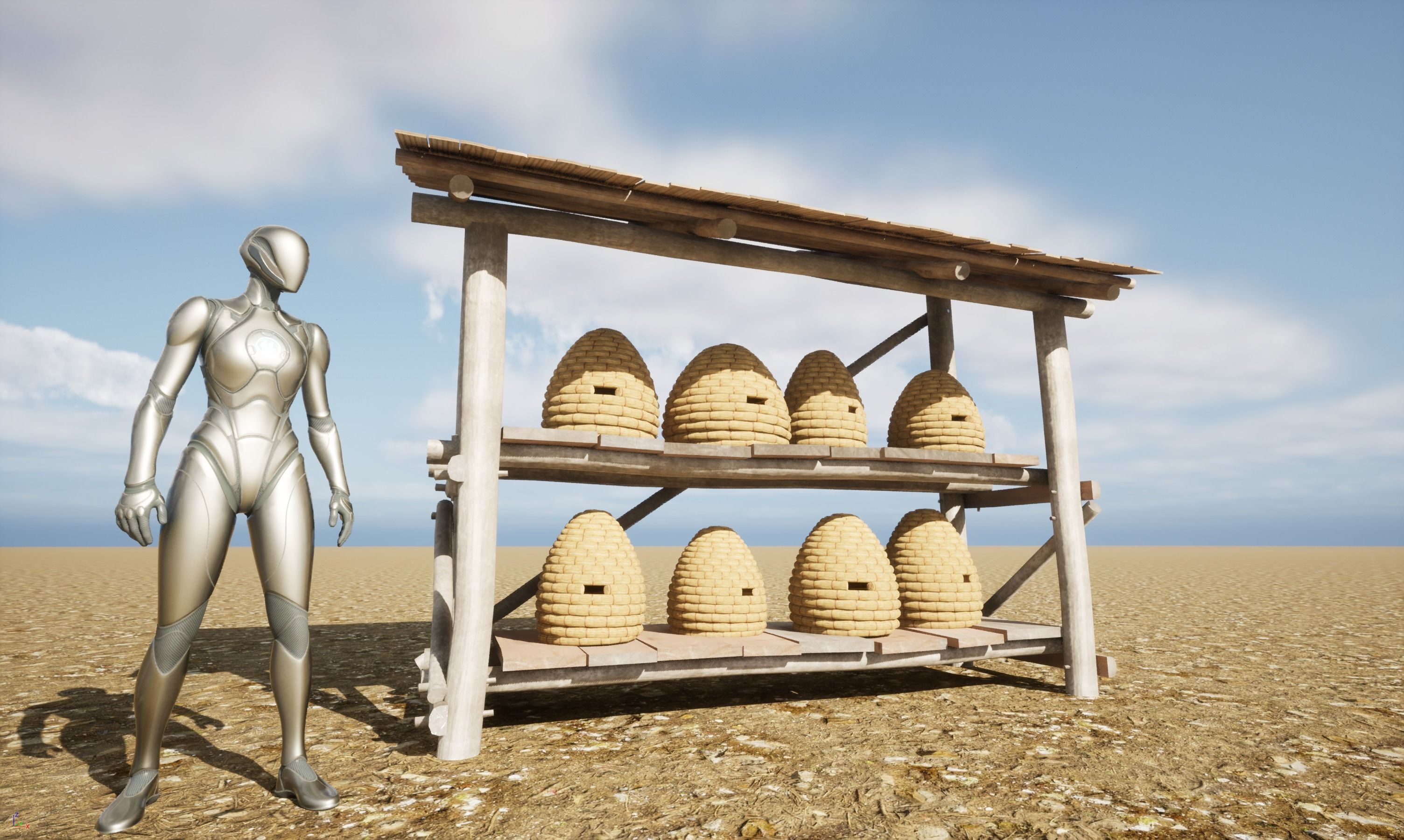 3D model Medieval honey bee hive rack VR / AR / low-poly | CGTrader