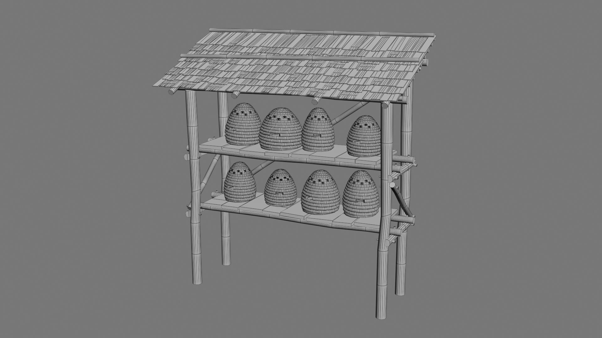 3D model Medieval honey bee hive rack VR / AR / low-poly | CGTrader