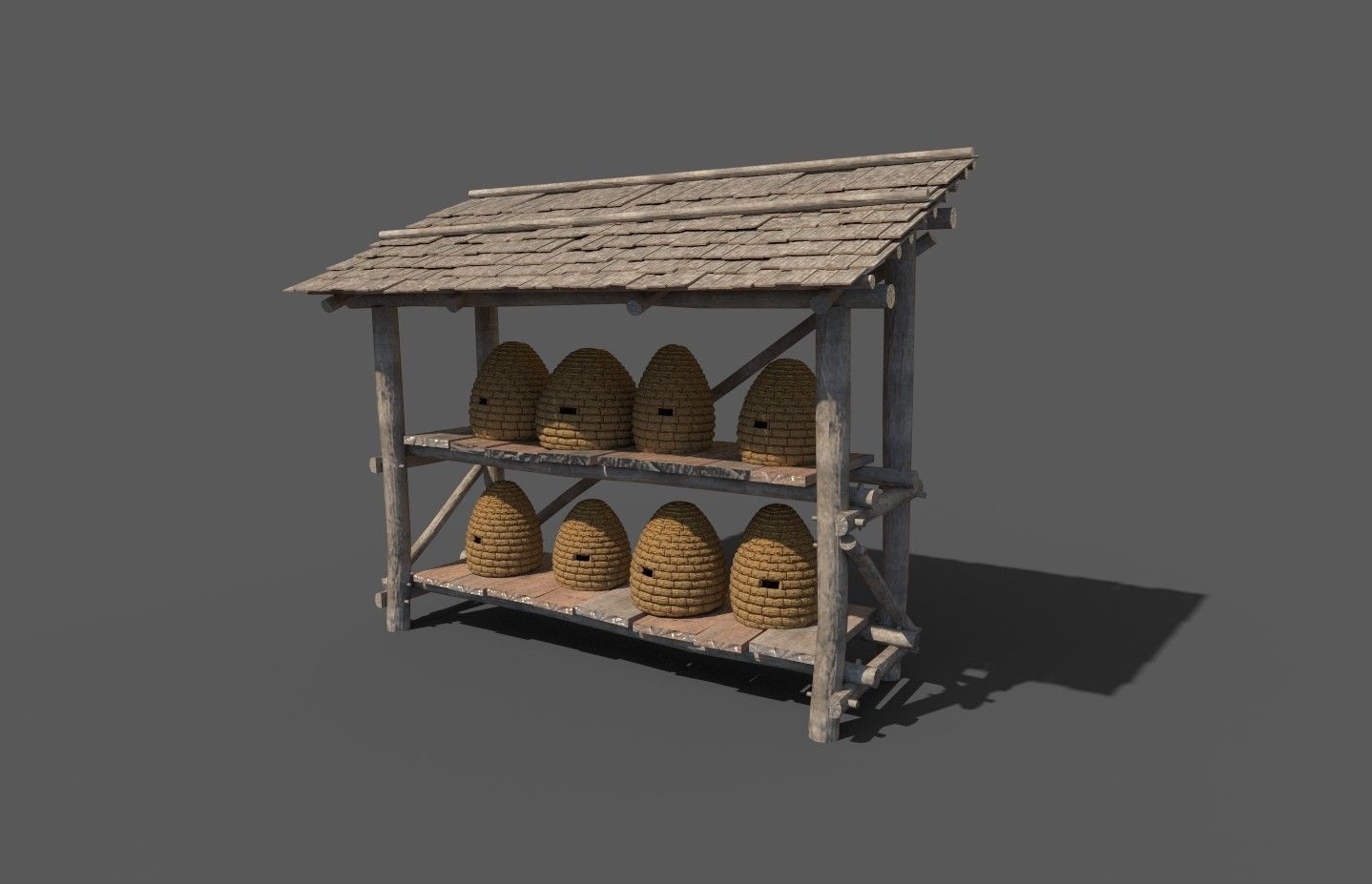 3D model Medieval honey bee hive rack VR / AR / low-poly | CGTrader
