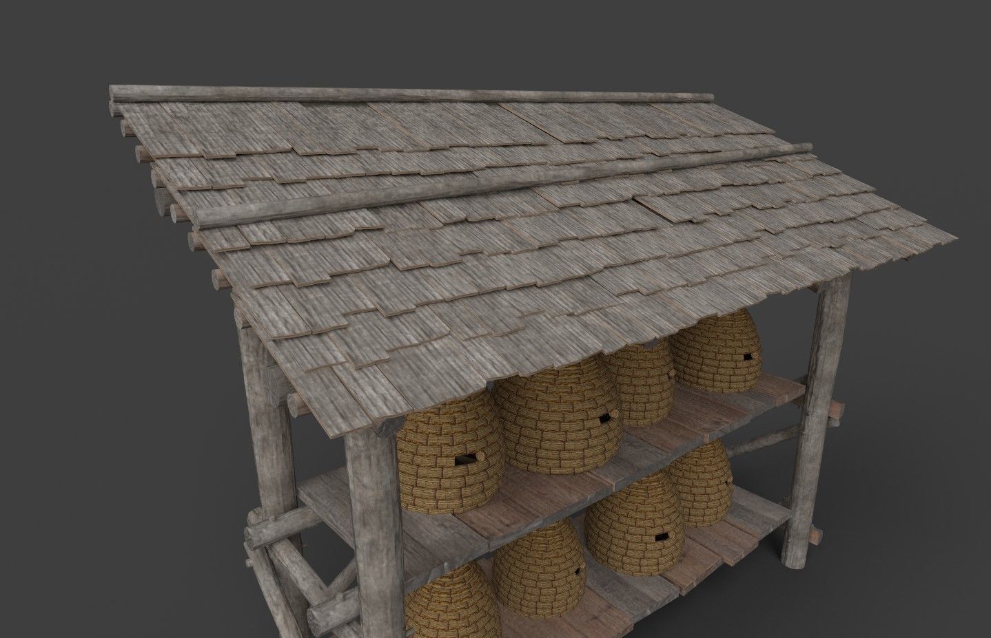 3D model Medieval honey bee hive rack VR / AR / low-poly | CGTrader