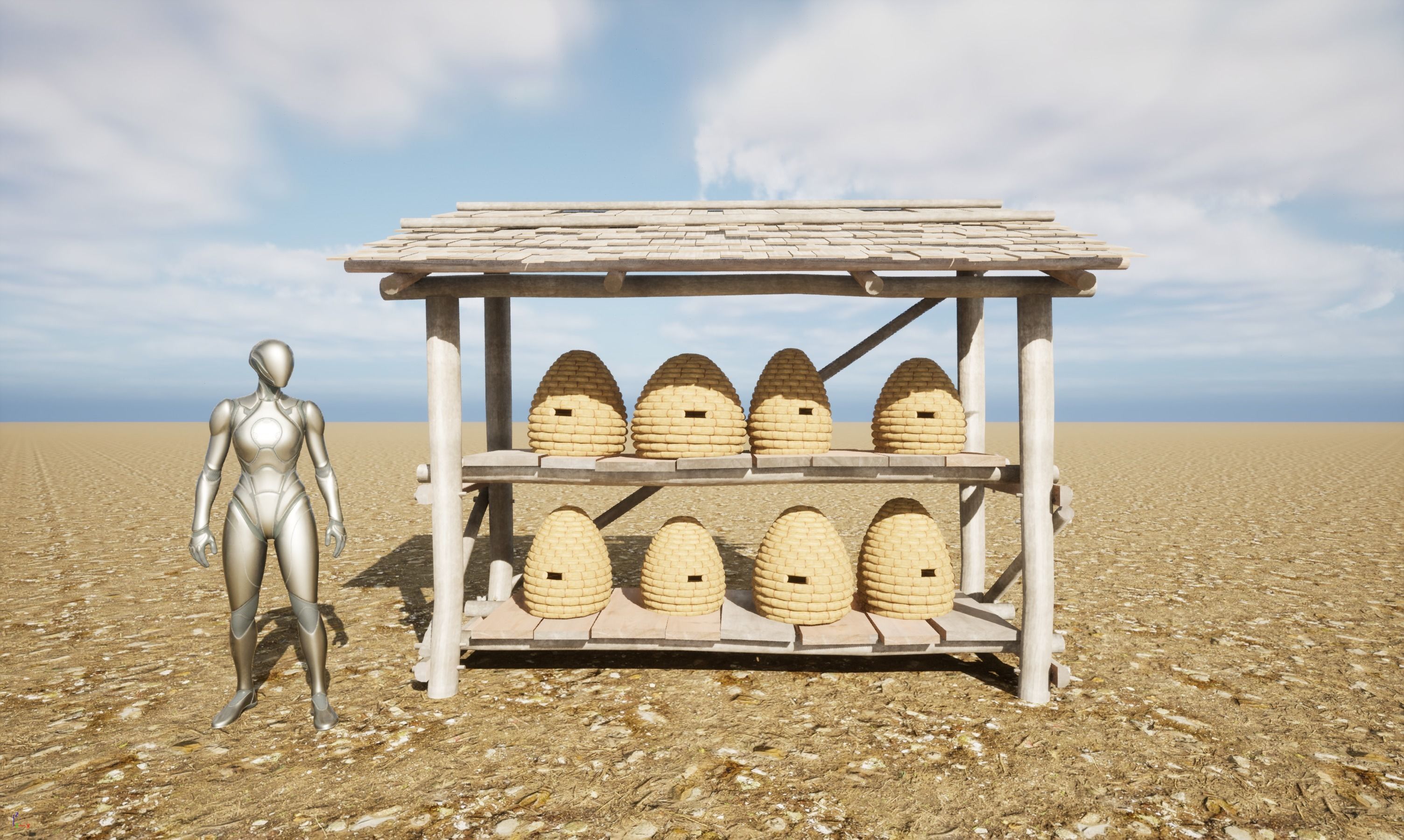 3D model Medieval honey bee hive rack VR / AR / low-poly | CGTrader