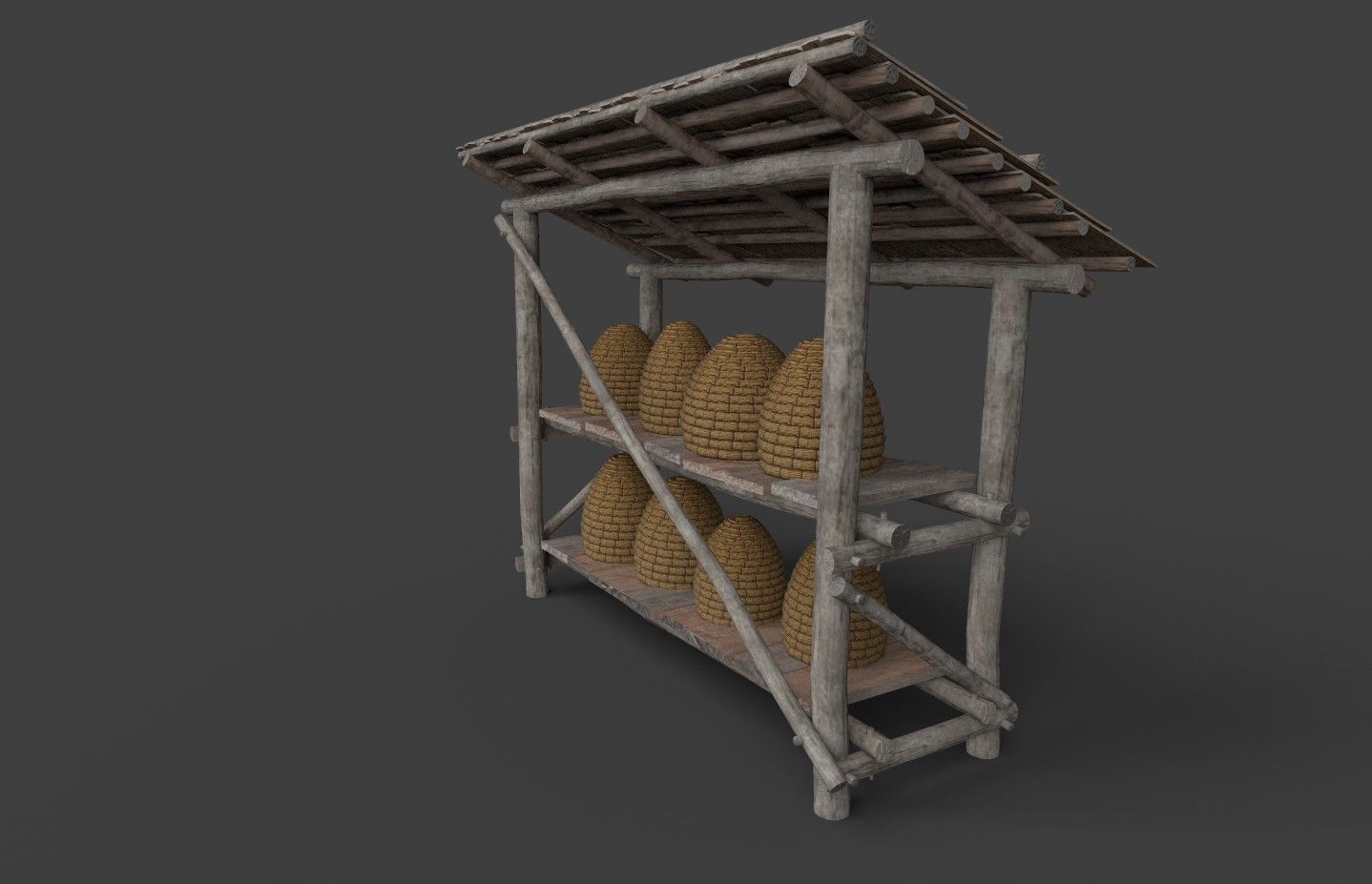 3D model Medieval honey bee hive rack VR / AR / low-poly | CGTrader