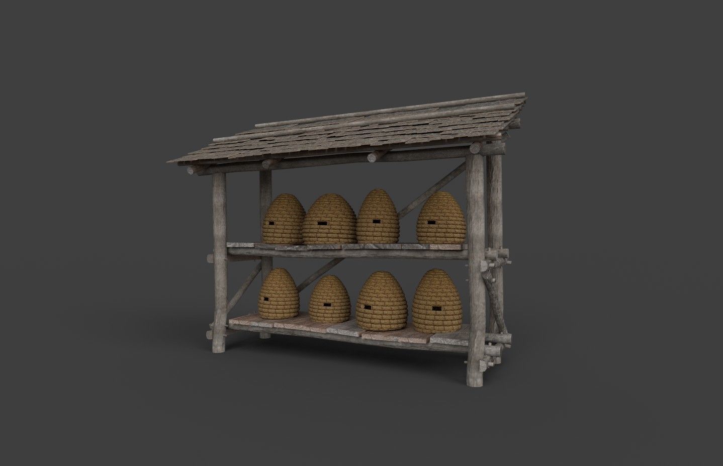 3D model Medieval honey bee hive rack VR / AR / low-poly | CGTrader