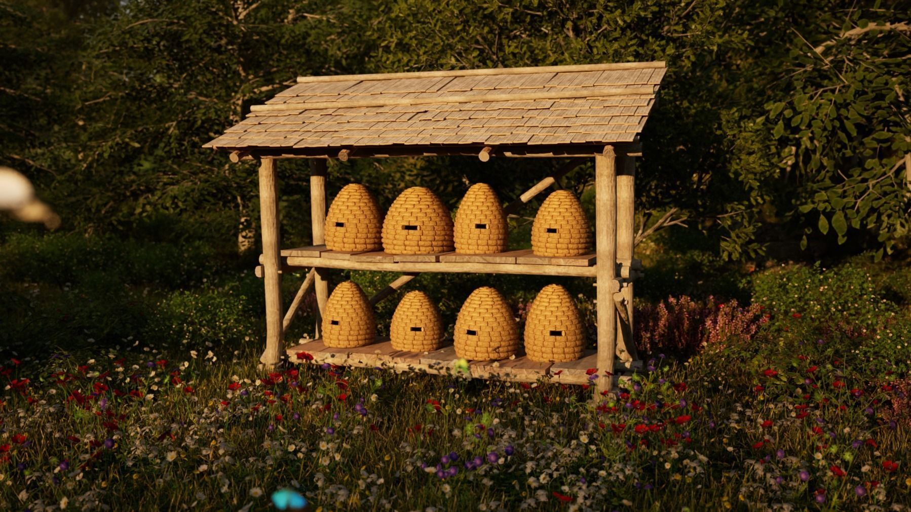 3D model Medieval honey bee hive rack VR / AR / low-poly | CGTrader