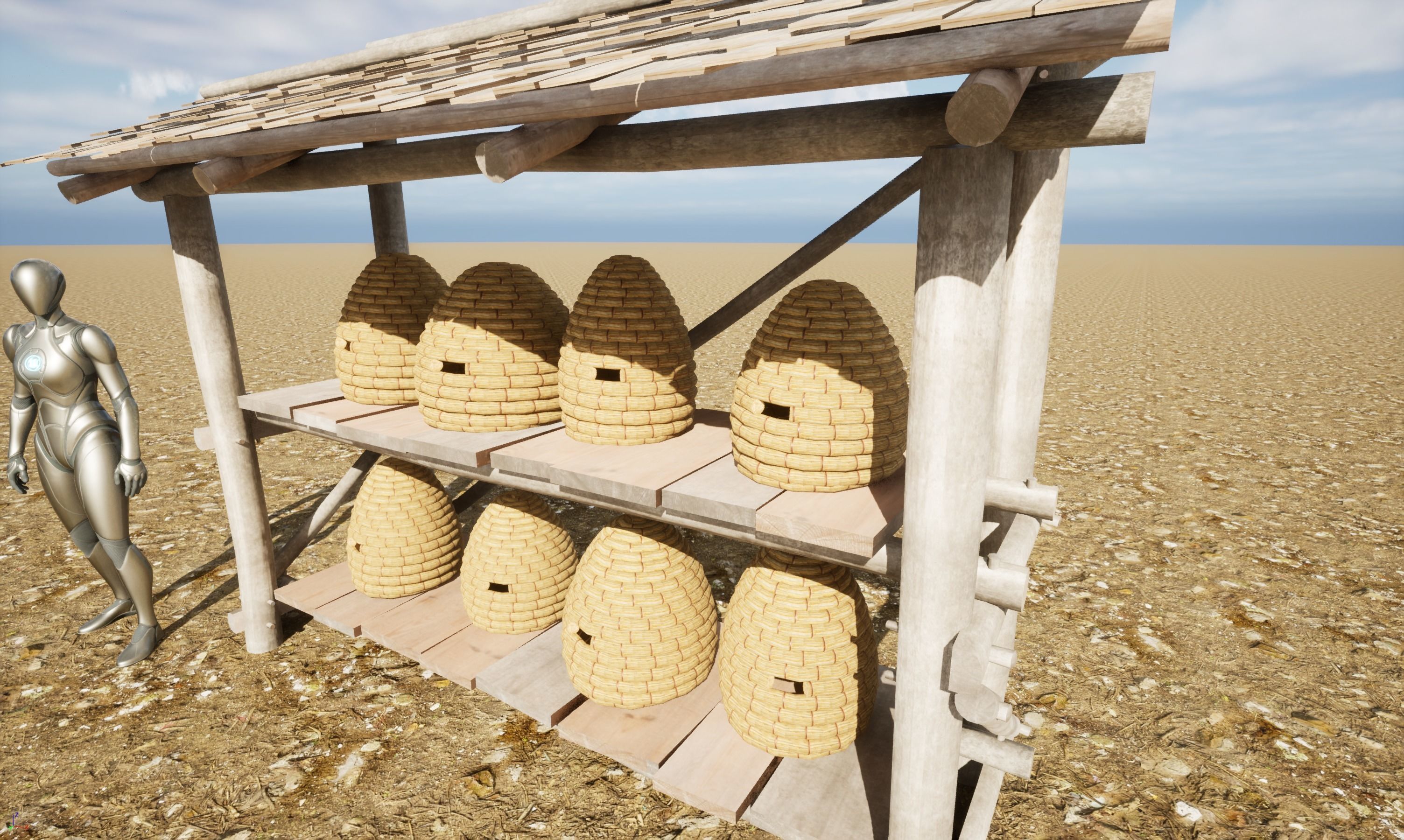 3D model Medieval honey bee hive rack VR / AR / low-poly | CGTrader