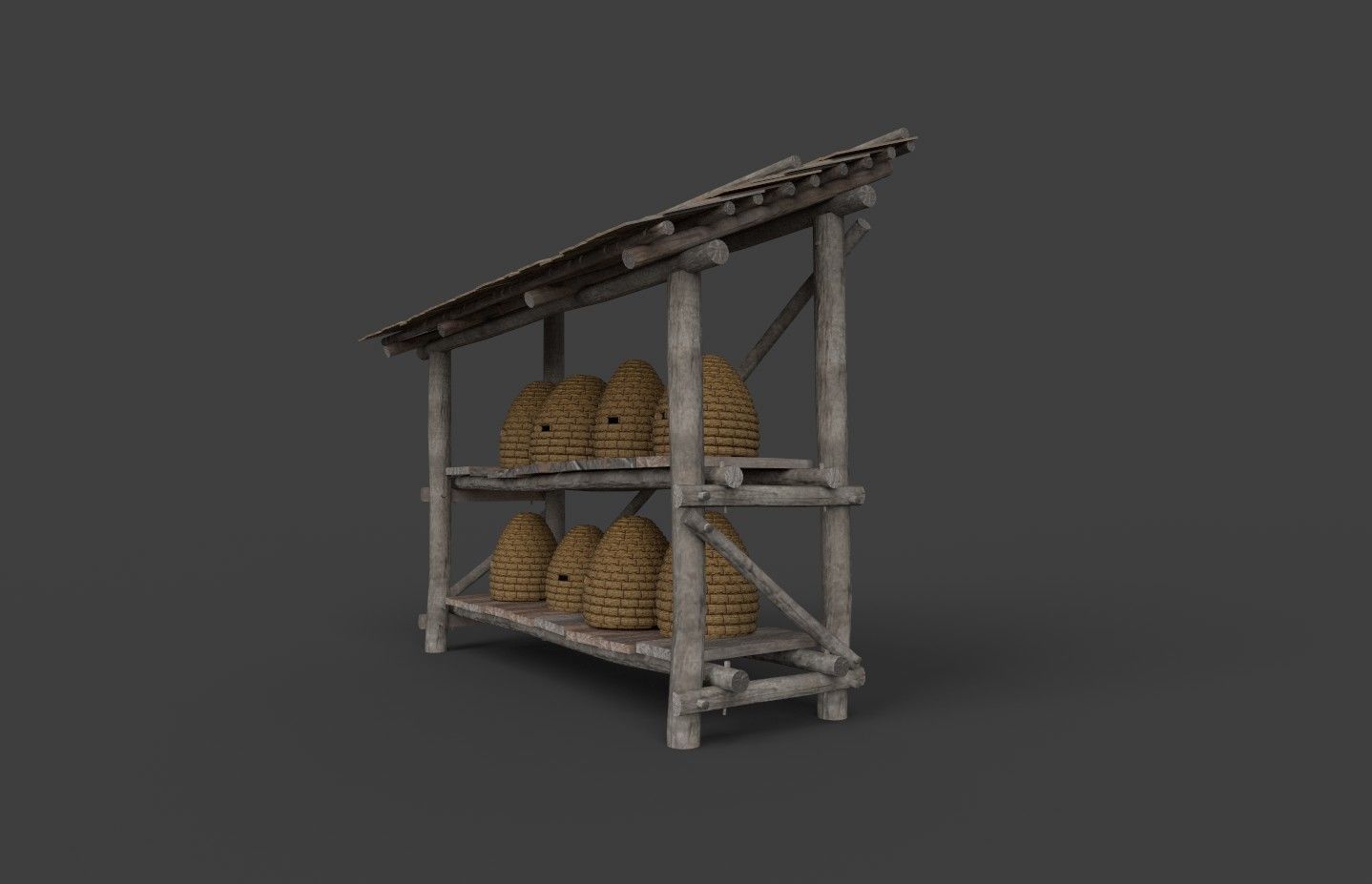 3D model Medieval honey bee hive rack VR / AR / low-poly | CGTrader