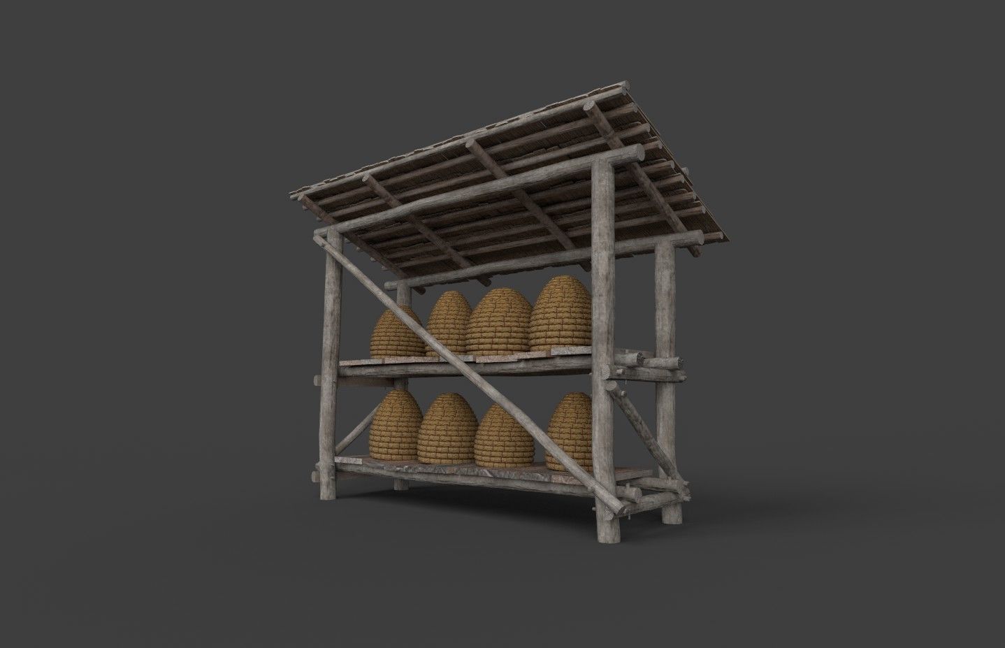 3D model Medieval honey bee hive rack VR / AR / low-poly | CGTrader