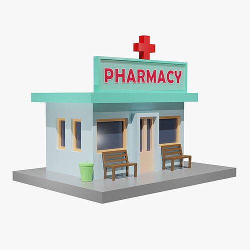 3D model Low Poly Pharmacy - 0068 VR / AR / low-poly | CGTrader