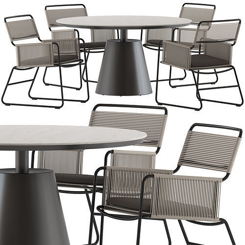 Coco Republic Milan Outdoor Carver Chair and Polo Table 3D model | CGTrader
