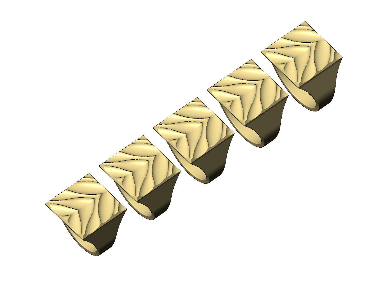 Concave abstract dome wave pattern signet ring US sizes 7to11 3D model ...