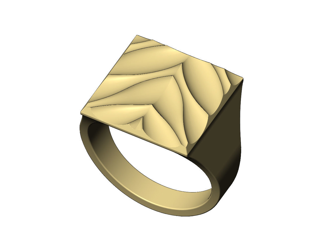 Concave abstract dome wave pattern signet ring US sizes 7to11 3D model ...