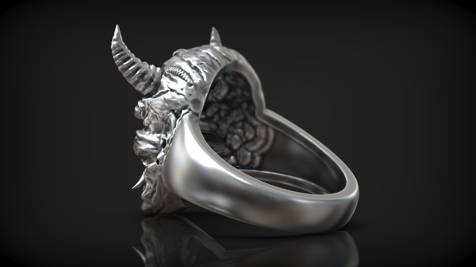 Traditional Japanese Hannya Oni Mask Samurai Ring free 3D model 3D ...