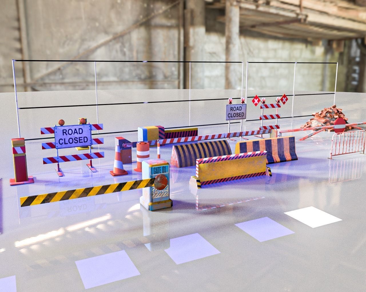 Road and Parking Props 3D model animated | CGTrader