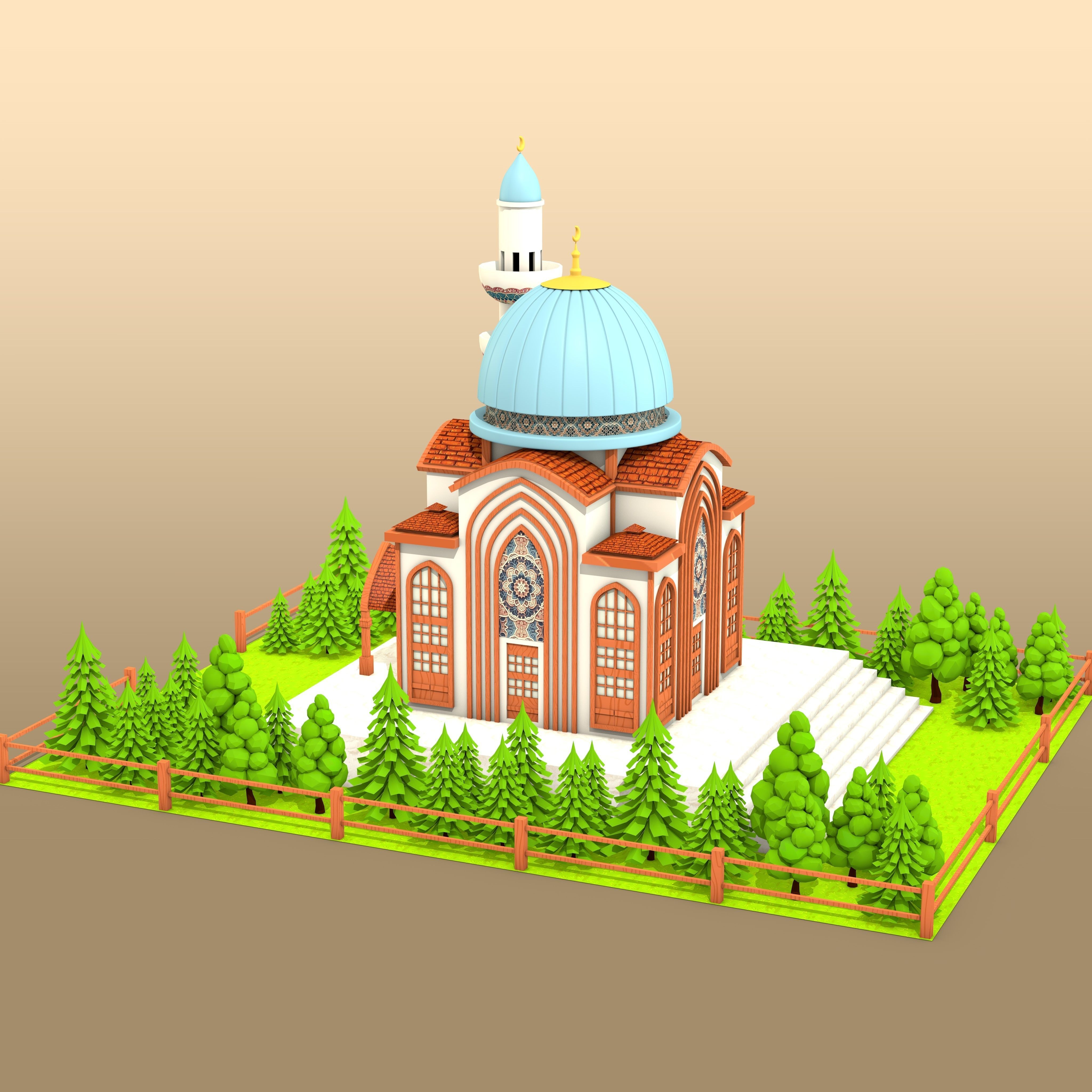 3D model Cartoon Mosque VR / AR / low-poly | CGTrader