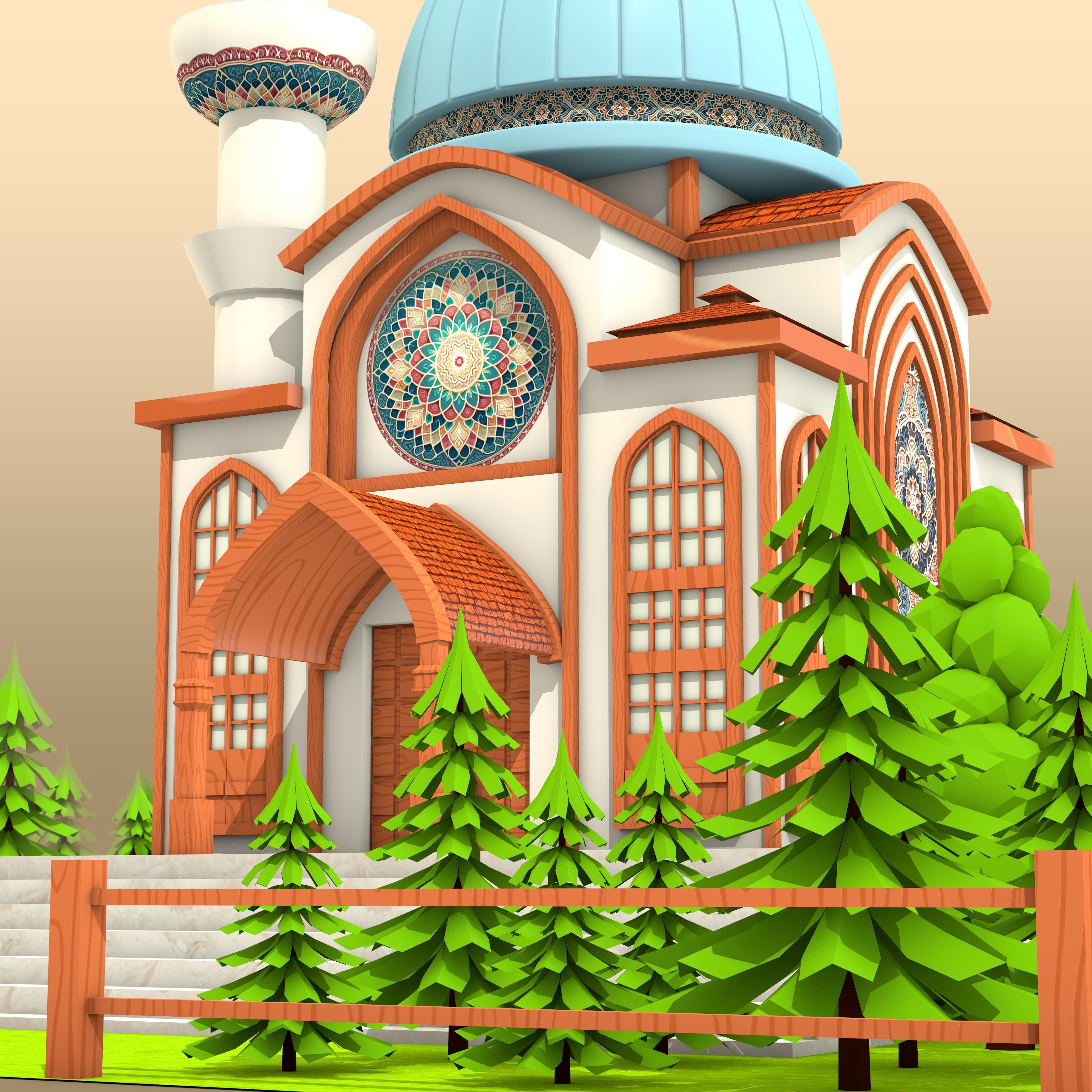 3D model Cartoon Mosque VR / AR / low-poly | CGTrader