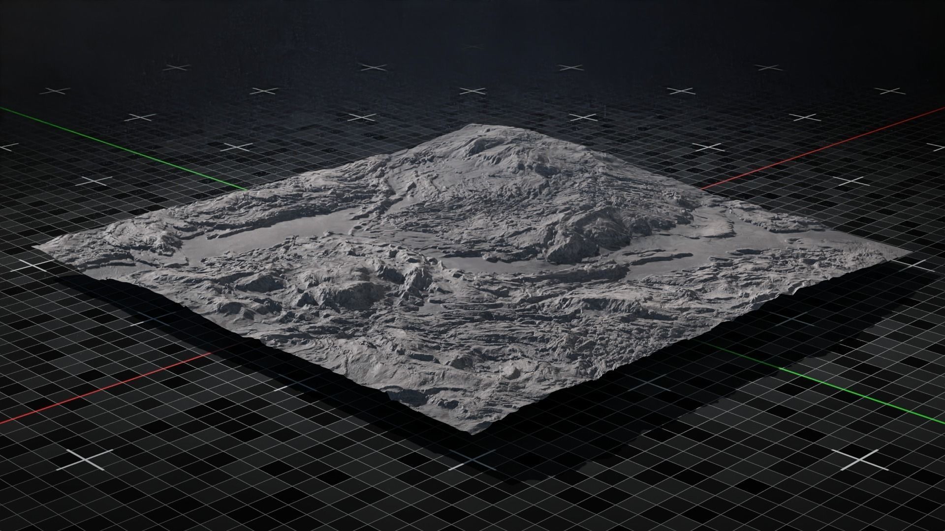Volcano terrain Flat Version 7 3D model | CGTrader