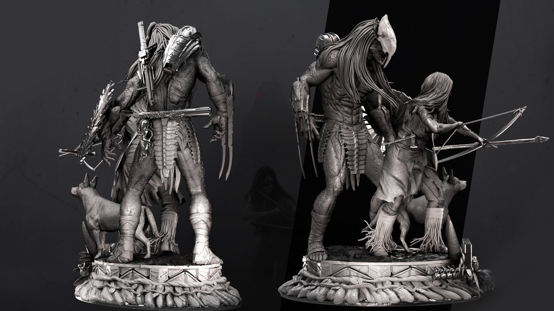 Predator and Naru 3D Printable Sculpture Diorama 3D model 3D printable ...
