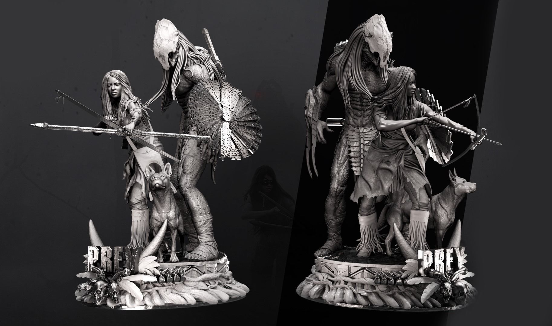 Predator and Naru 3D Printable Sculpture Diorama 3D model 3D printable ...