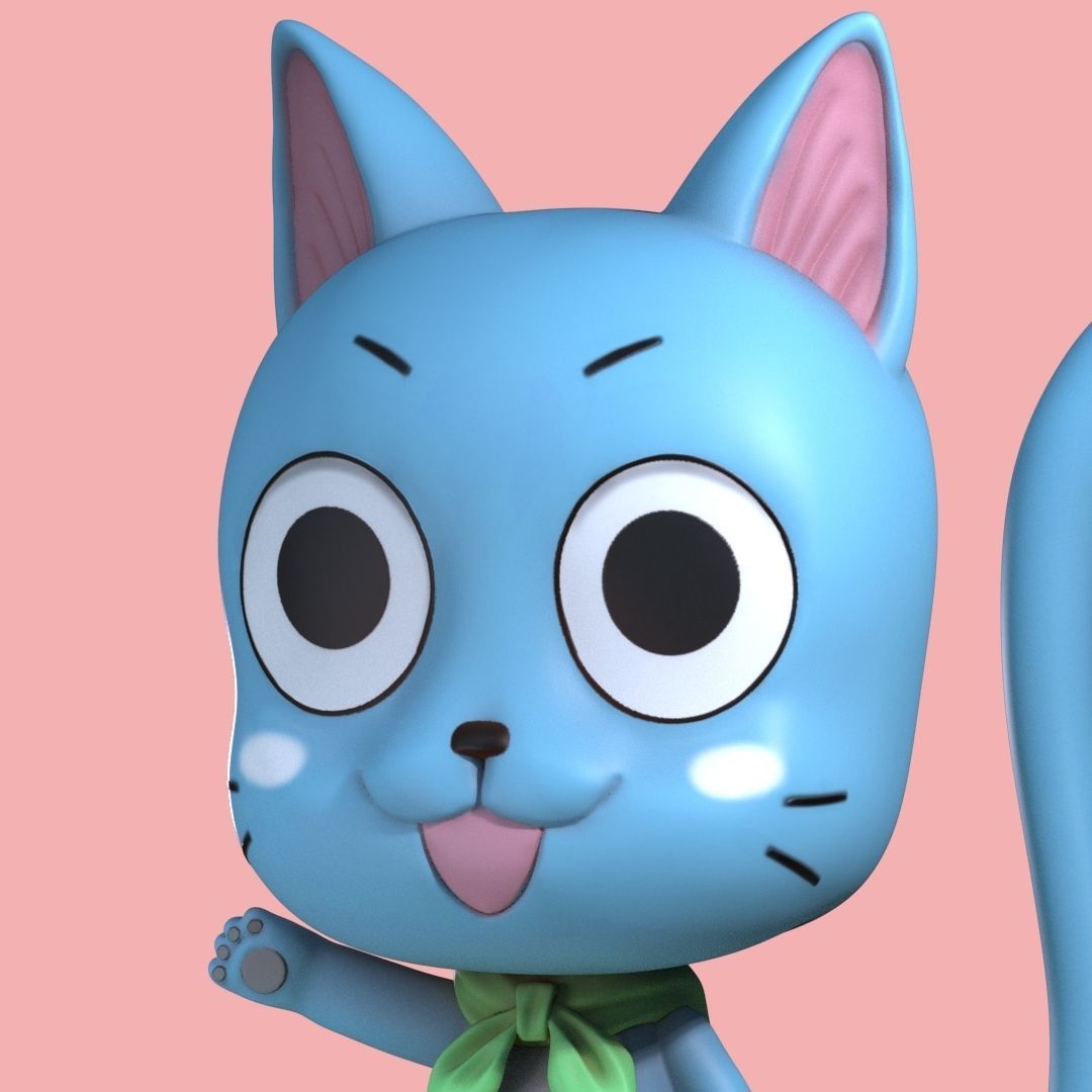 Happy from Fairy Tail Fan art for 3d printing 3D model 3D printable ...