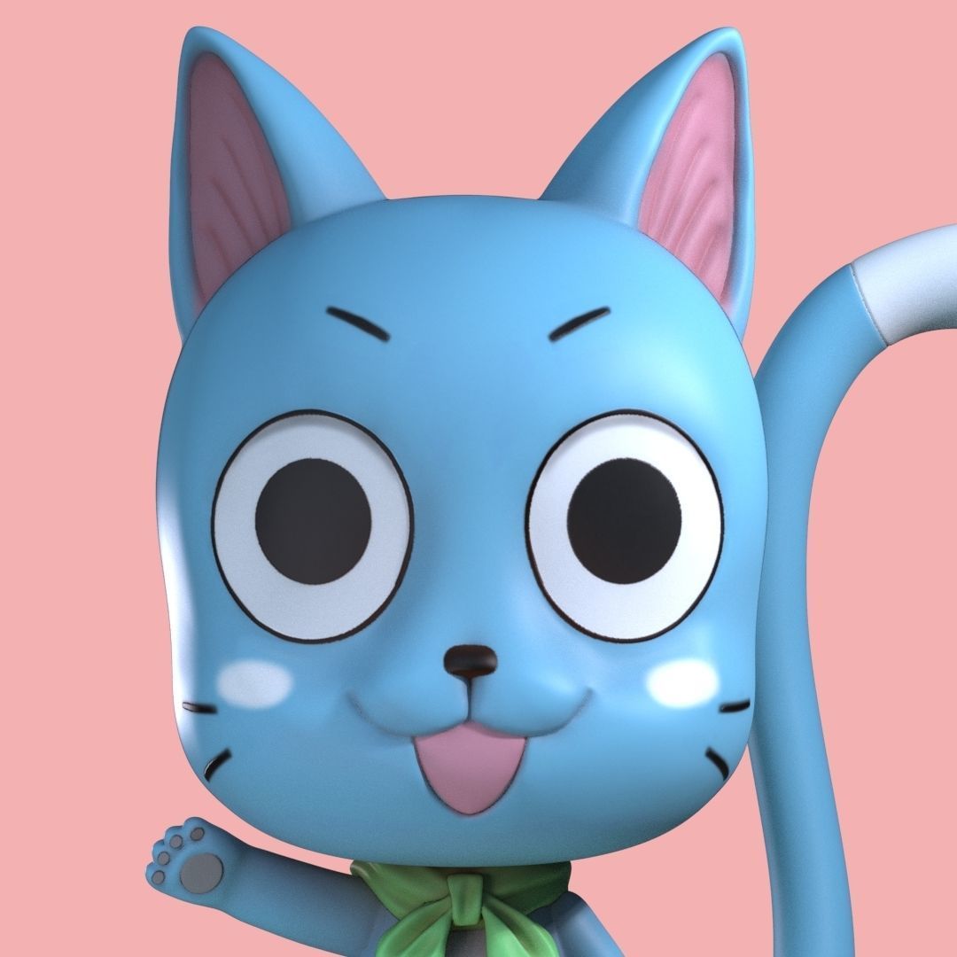 Happy from Fairy Tail Fan art for 3d printing 3D model 3D printable ...