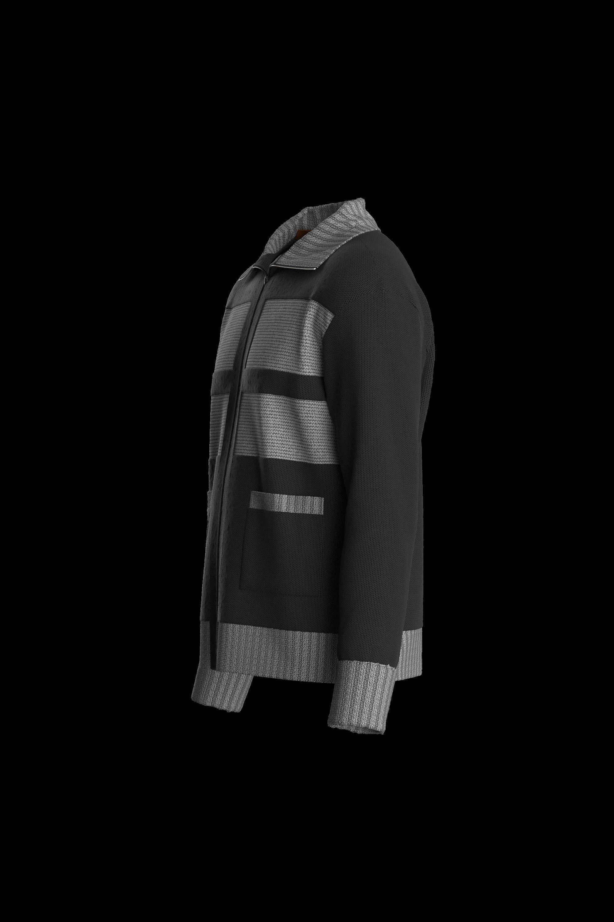 Male knit cardigan 3D model animated rigged | CGTrader
