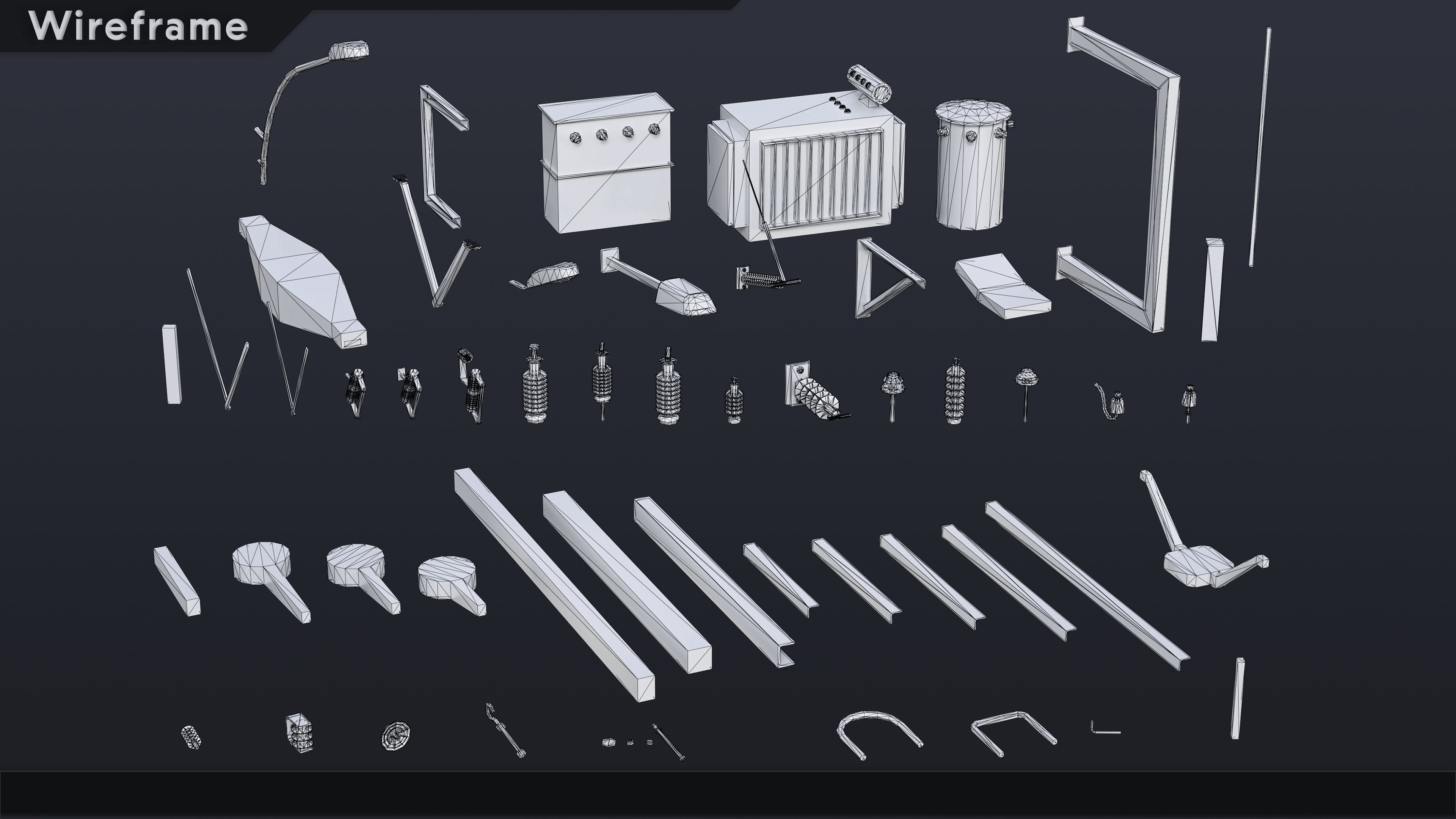 3D model 30 Low Poly Utility Poles - Kitbash VR / AR / low-poly | CGTrader