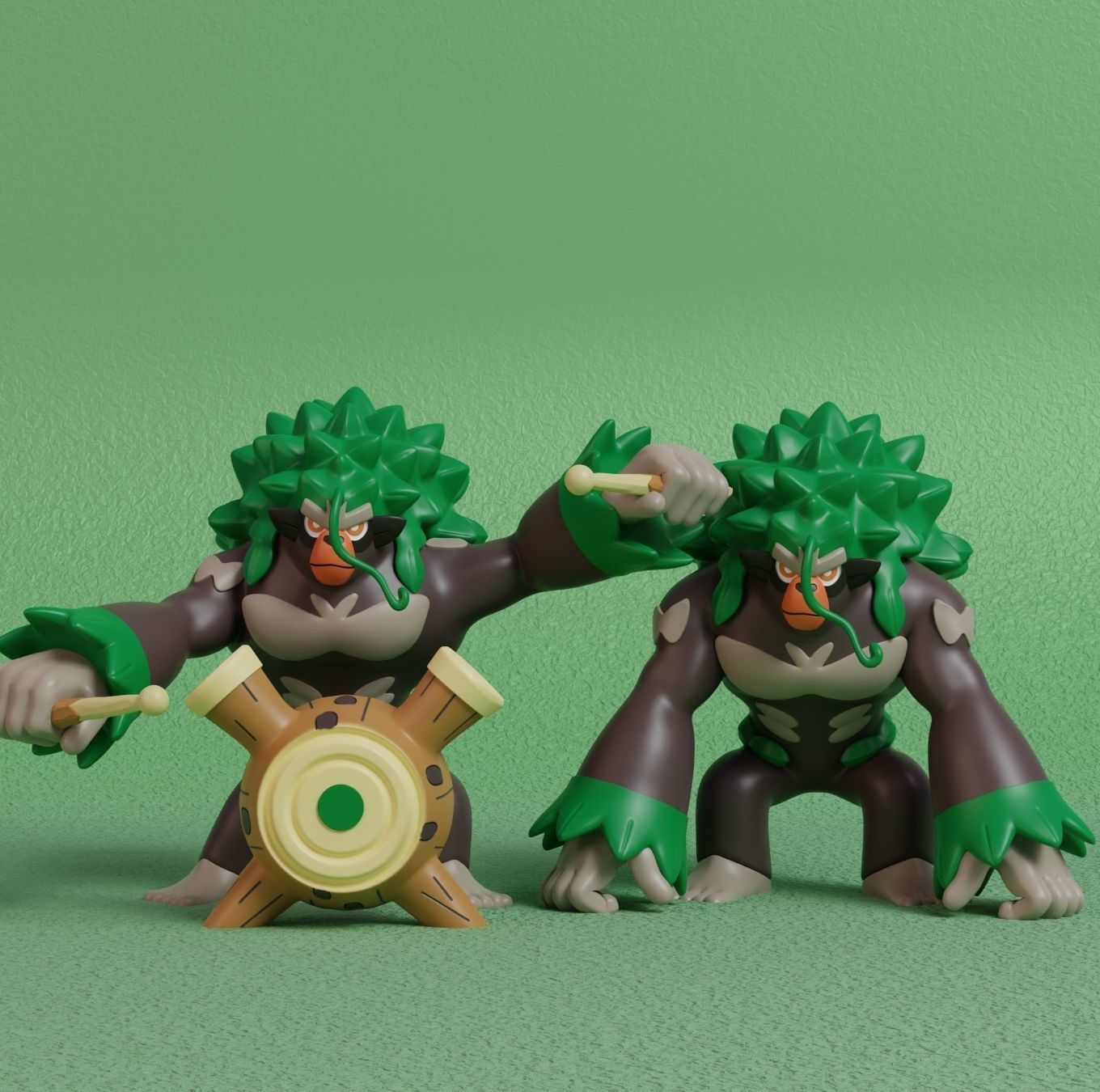 Pokemon - Rillaboom with 2 poses 3D model 3D printable | CGTrader