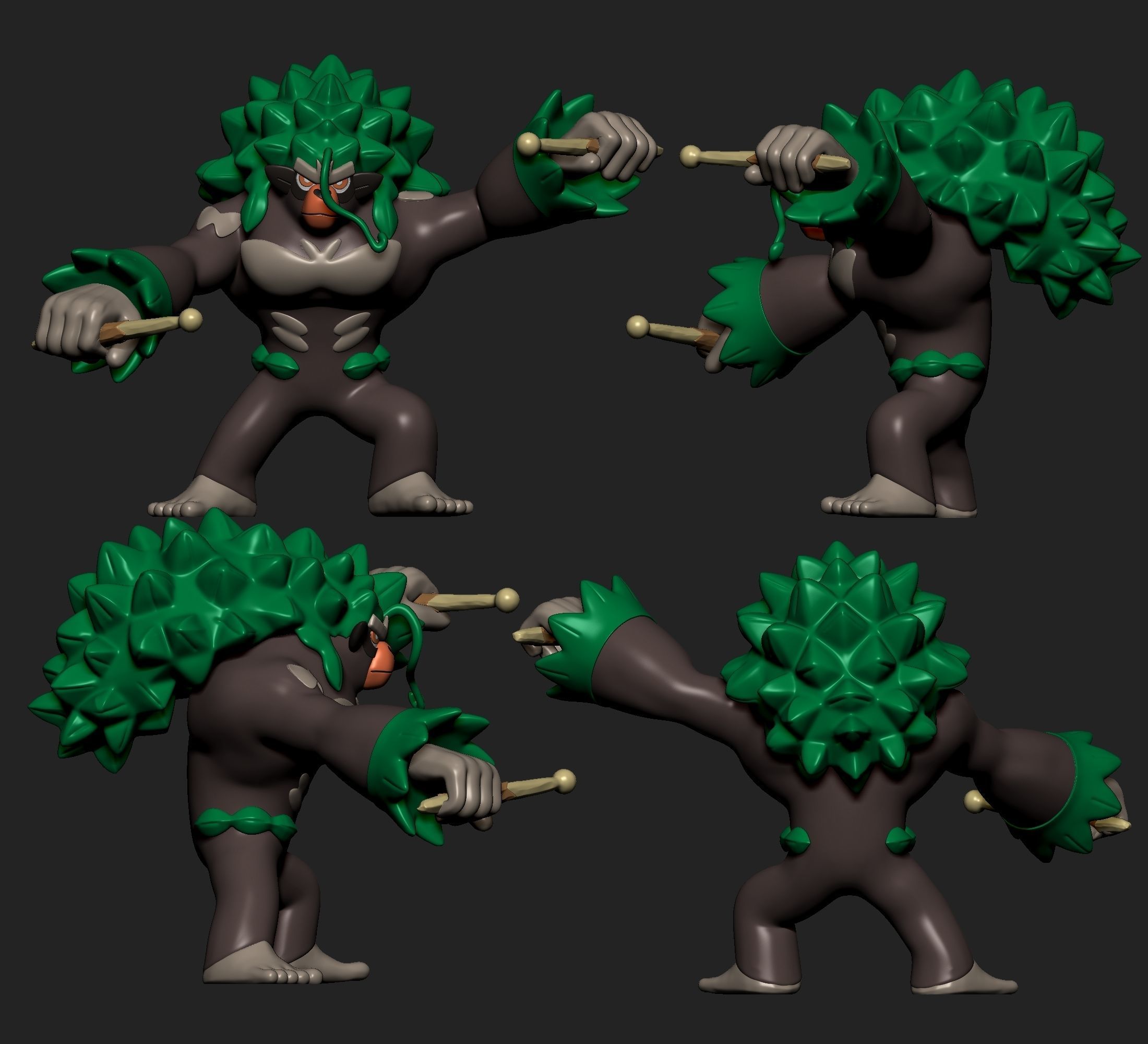 Pokemon - Rillaboom with 2 poses 3D model 3D printable | CGTrader