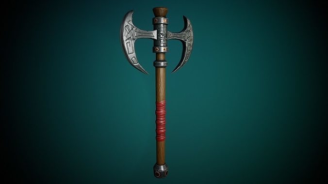 Stylized Cartoon Warrior Axe GameReady free VR / AR / low-poly 3D model ...