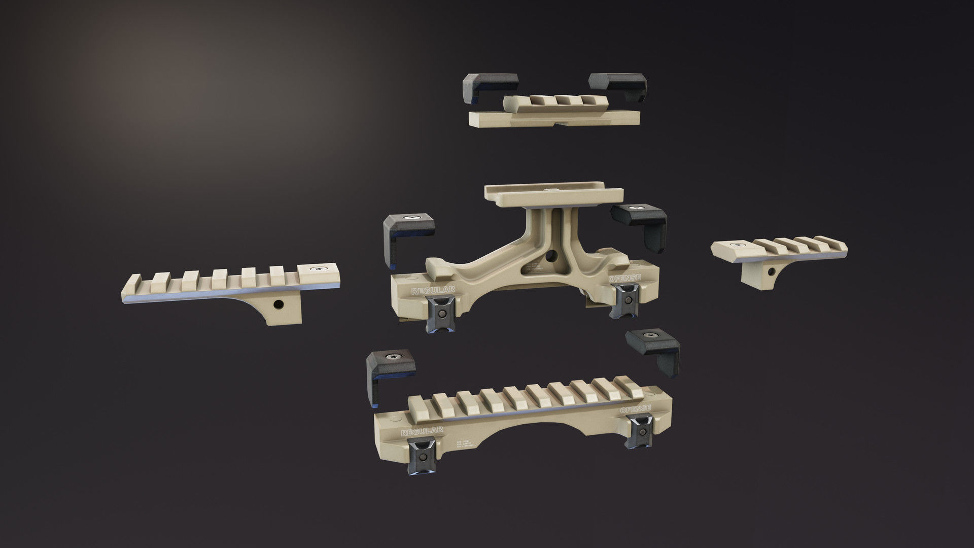 3D model Optical Mount Modular Picatinny Rail VR / AR / low-poly | CGTrader