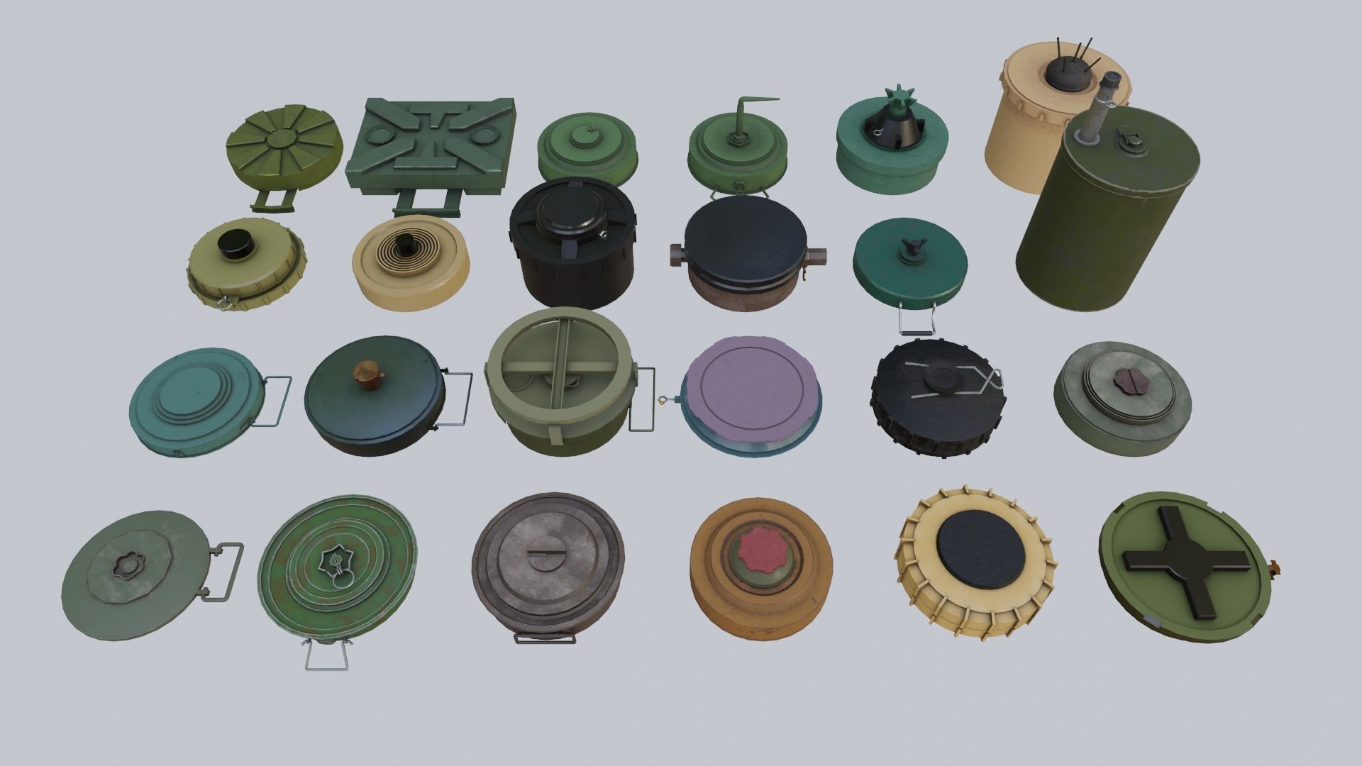 Land Mine Pack 24 Models free VR / AR / low-poly 3D model | CGTrader