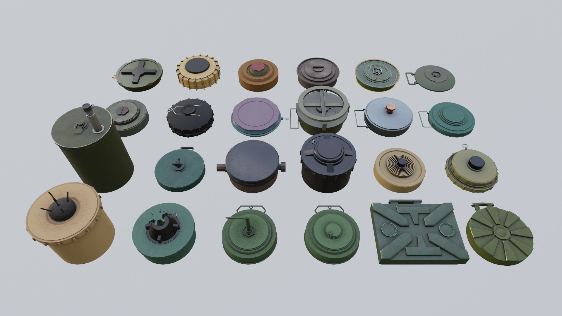 Land Mine Pack 24 Models free VR / AR / low-poly 3D model | CGTrader