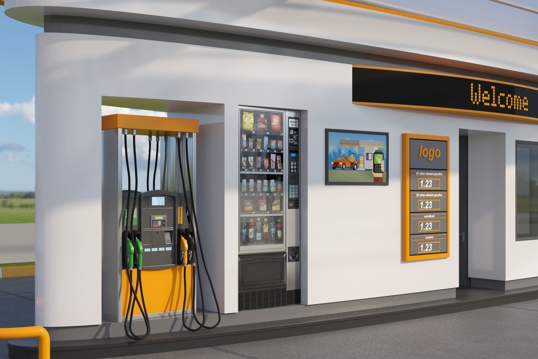 Automated Gas Station 3D model | CGTrader