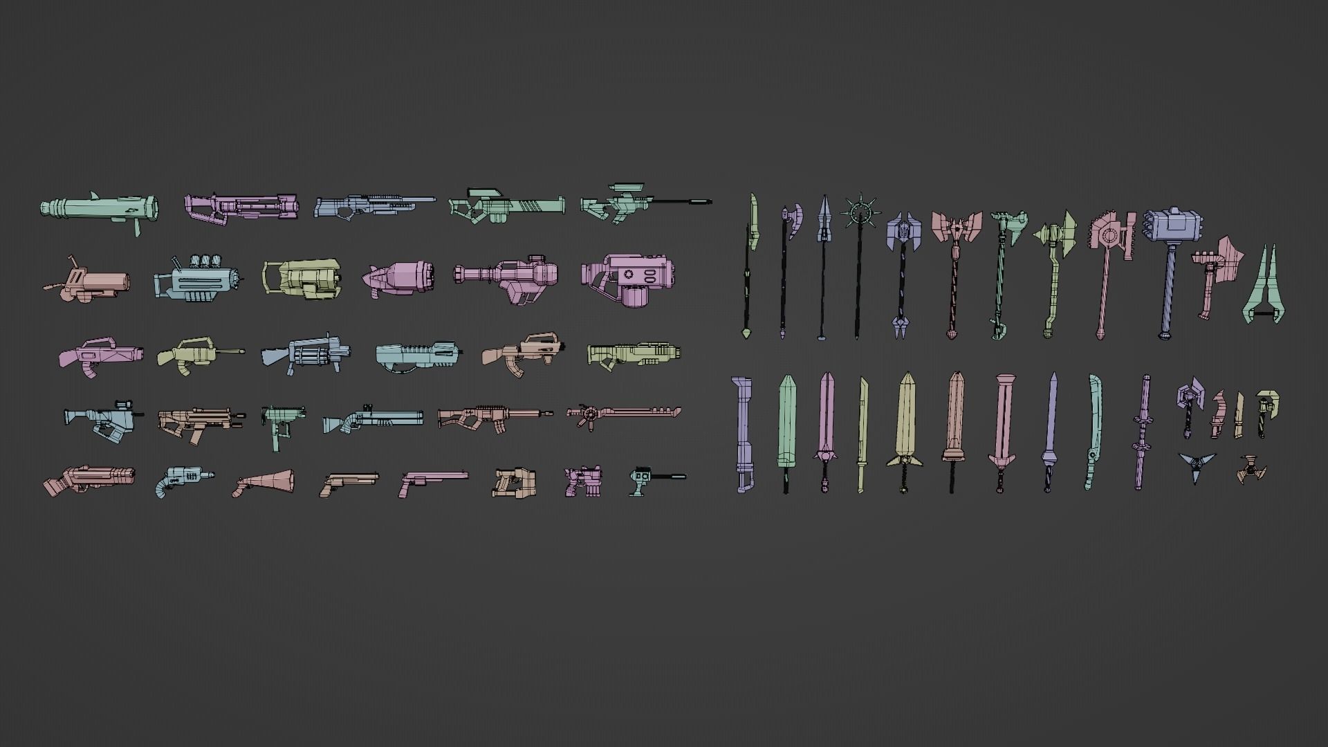 3D model Low Poly Fantastic Weapons VR / AR / low-poly | CGTrader