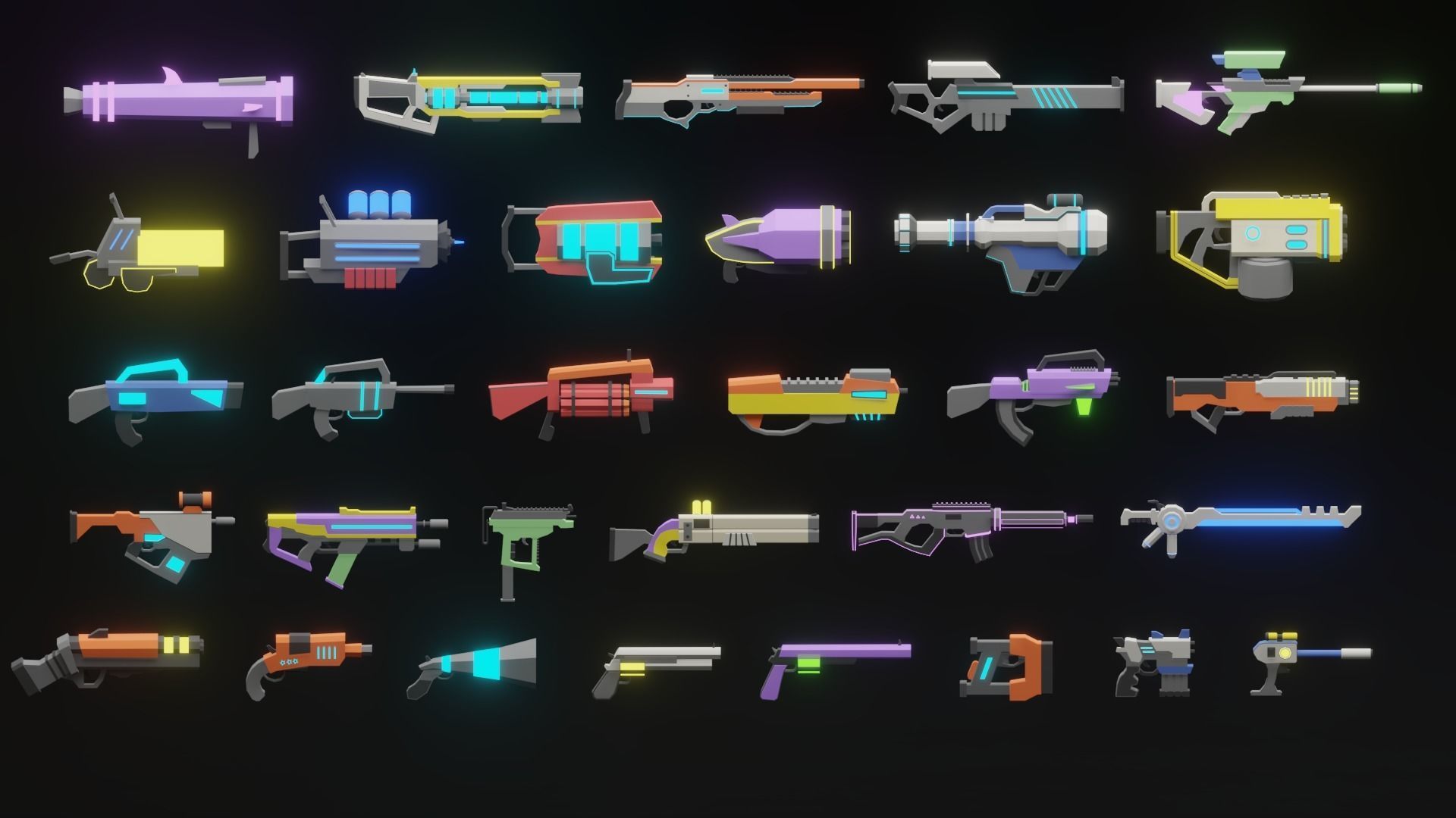 3D model Low Poly Fantastic Weapons VR / AR / low-poly | CGTrader