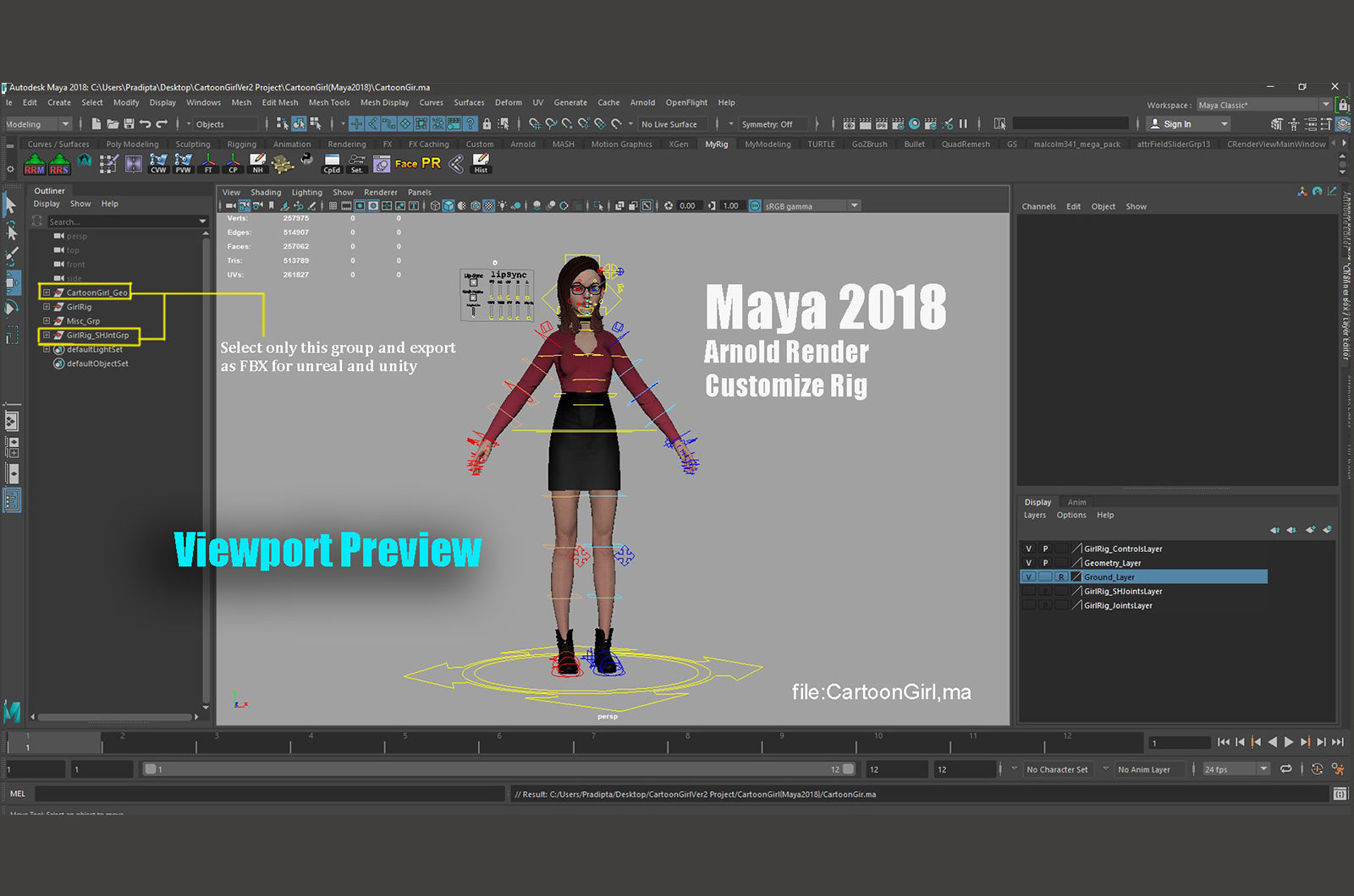 3D model Cartoon Girl Rig Ver 2 VR / AR / low-poly | CGTrader