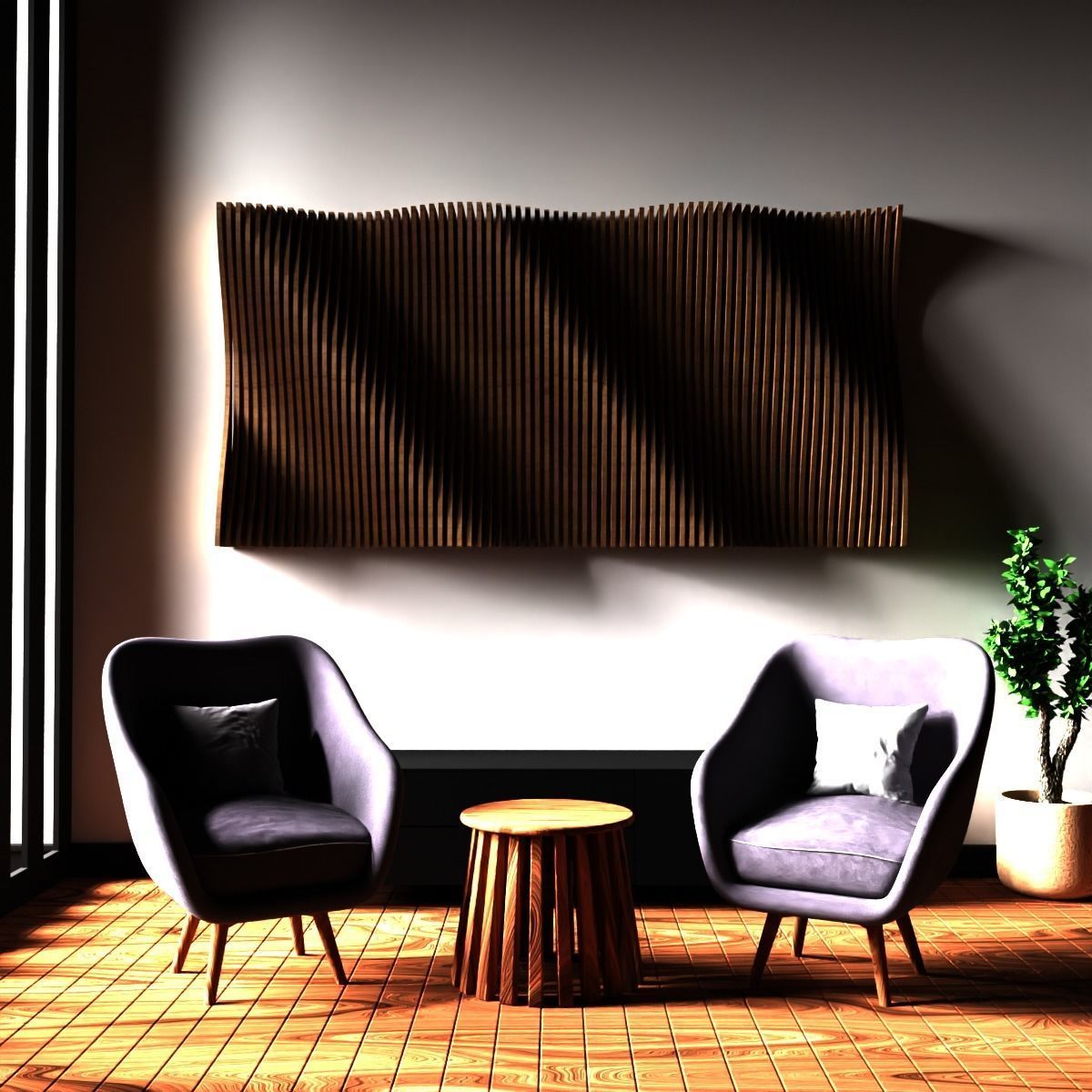 Wavy Curved Parametric Wall Panel Model and Cnc File 3D model | CGTrader