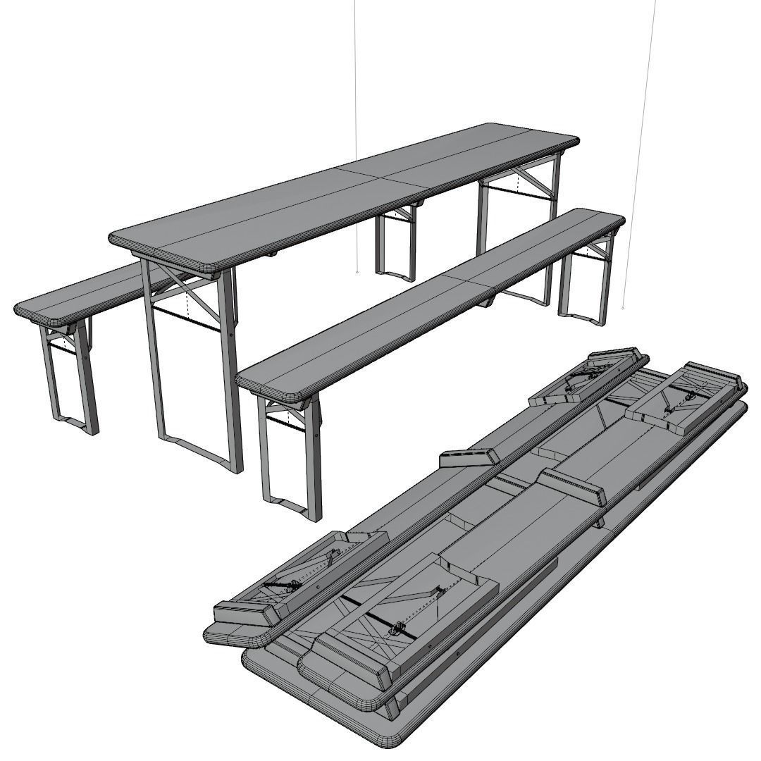 Biertischgarnitur I German Outdoor Beer Furniture free 3D model | CGTrader