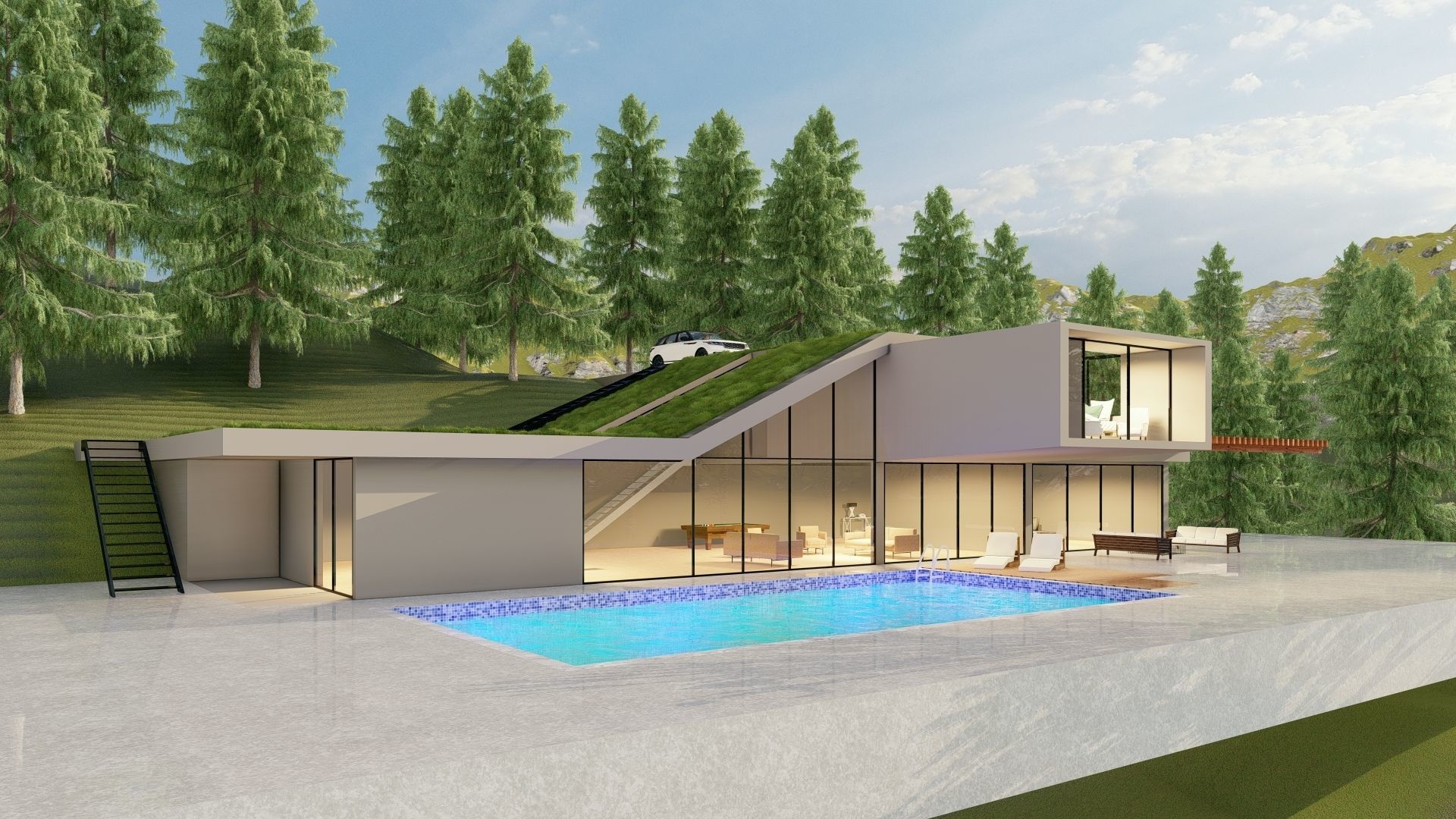 Villa in the forest Modeled in SketchUp and Rendered with Lumion 3D model | CGTrader