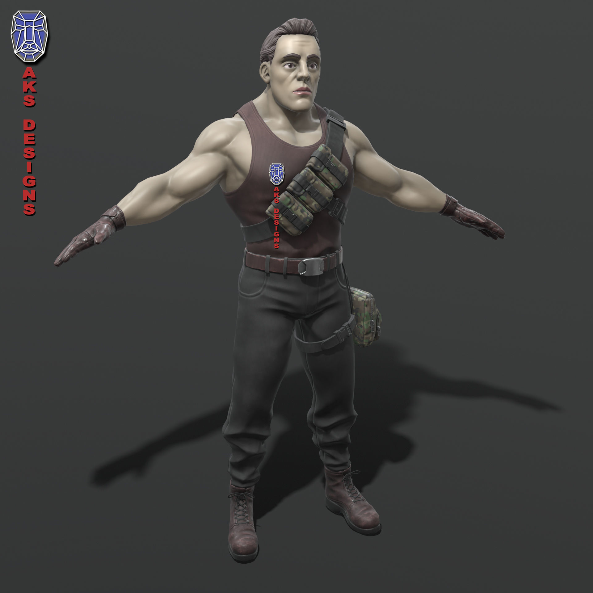 3D model Cartoon stylized Army soldier Game ready No rig VR / AR / low ...
