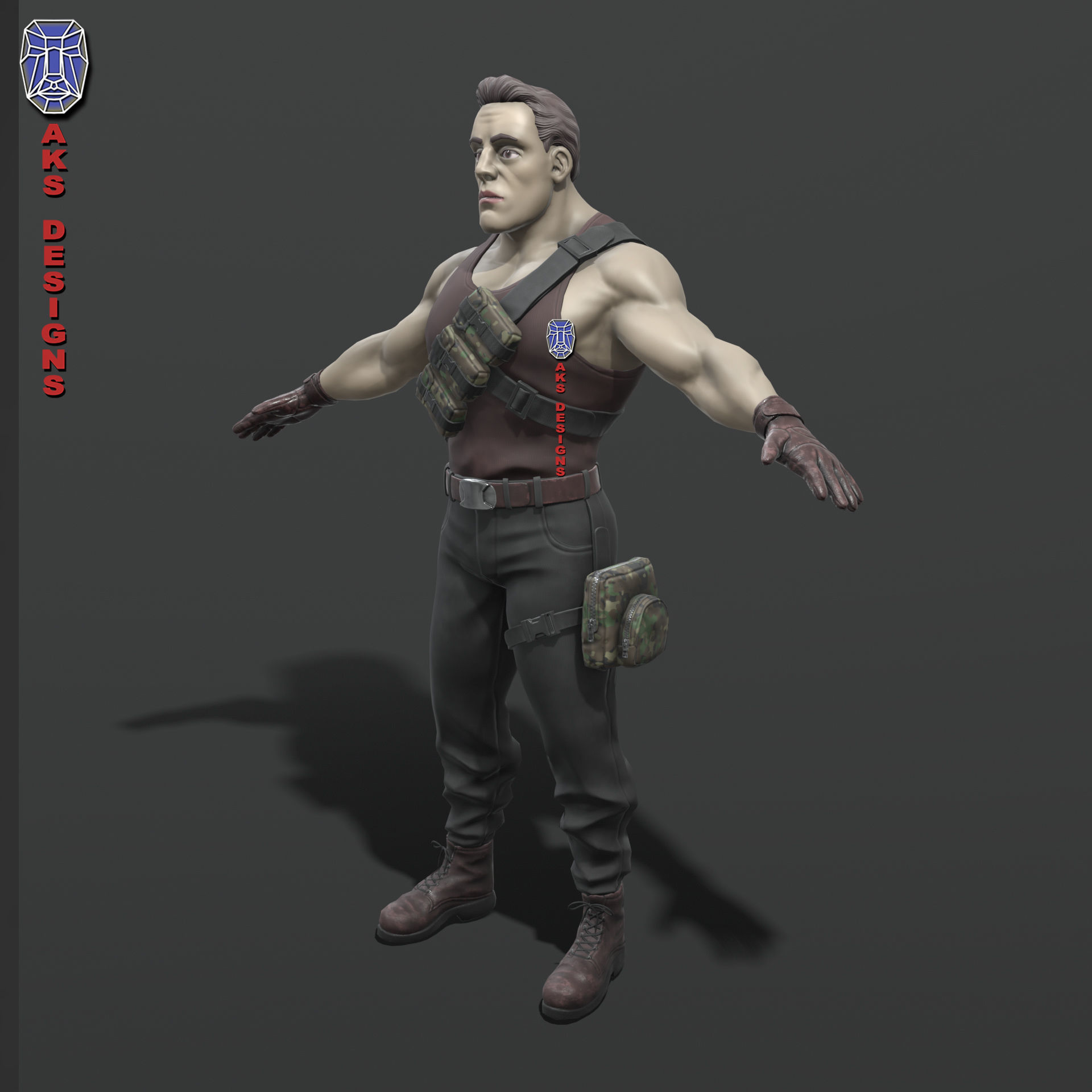 3D model Cartoon stylized Army soldier Game ready No rig VR / AR / low ...