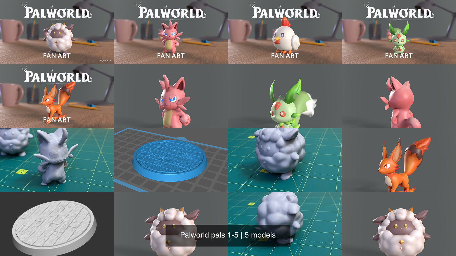 Palworld pals 1-5 3D Model Collection 3D printable | CGTrader