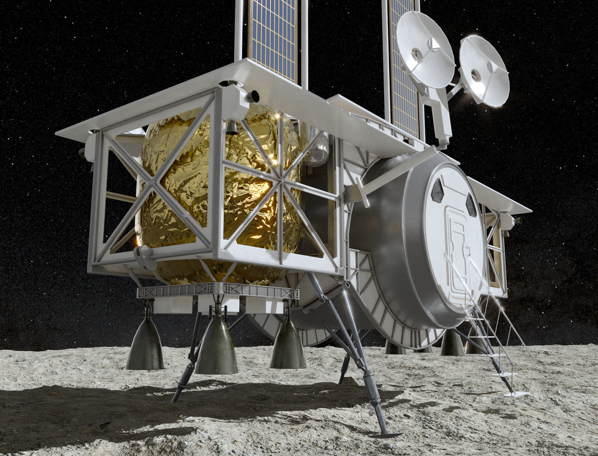 Lunar lander - Dynetics Human Landing System 3D model | CGTrader