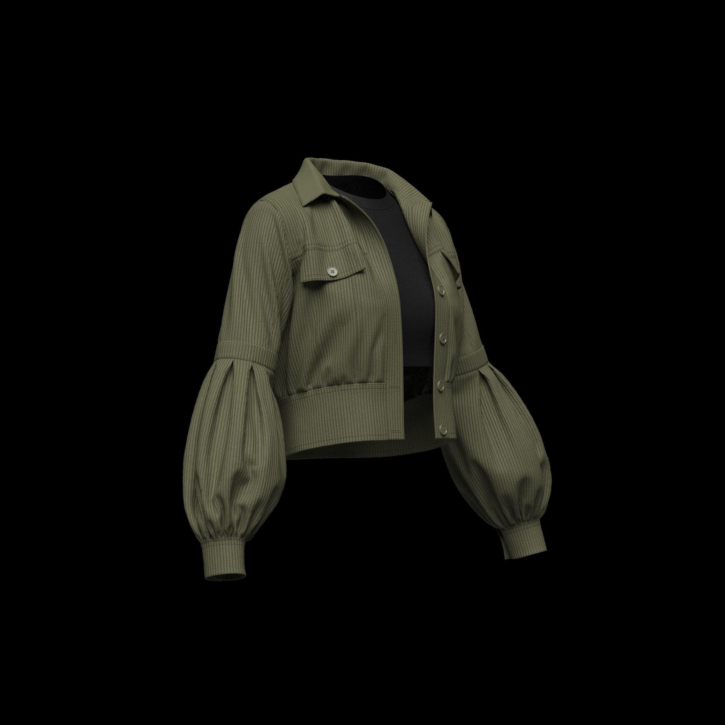 Corduroy Cropped Jacket 3D model | CGTrader