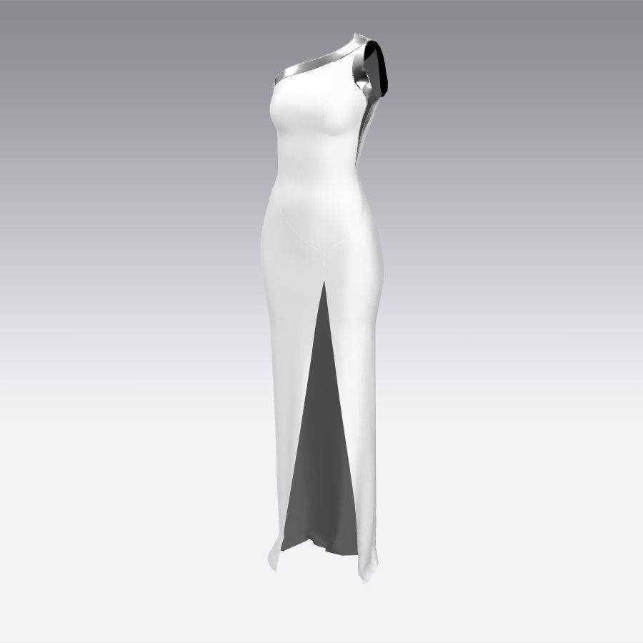 3D model Dress one shoulder leaf dress VR / AR / low-poly | CGTrader