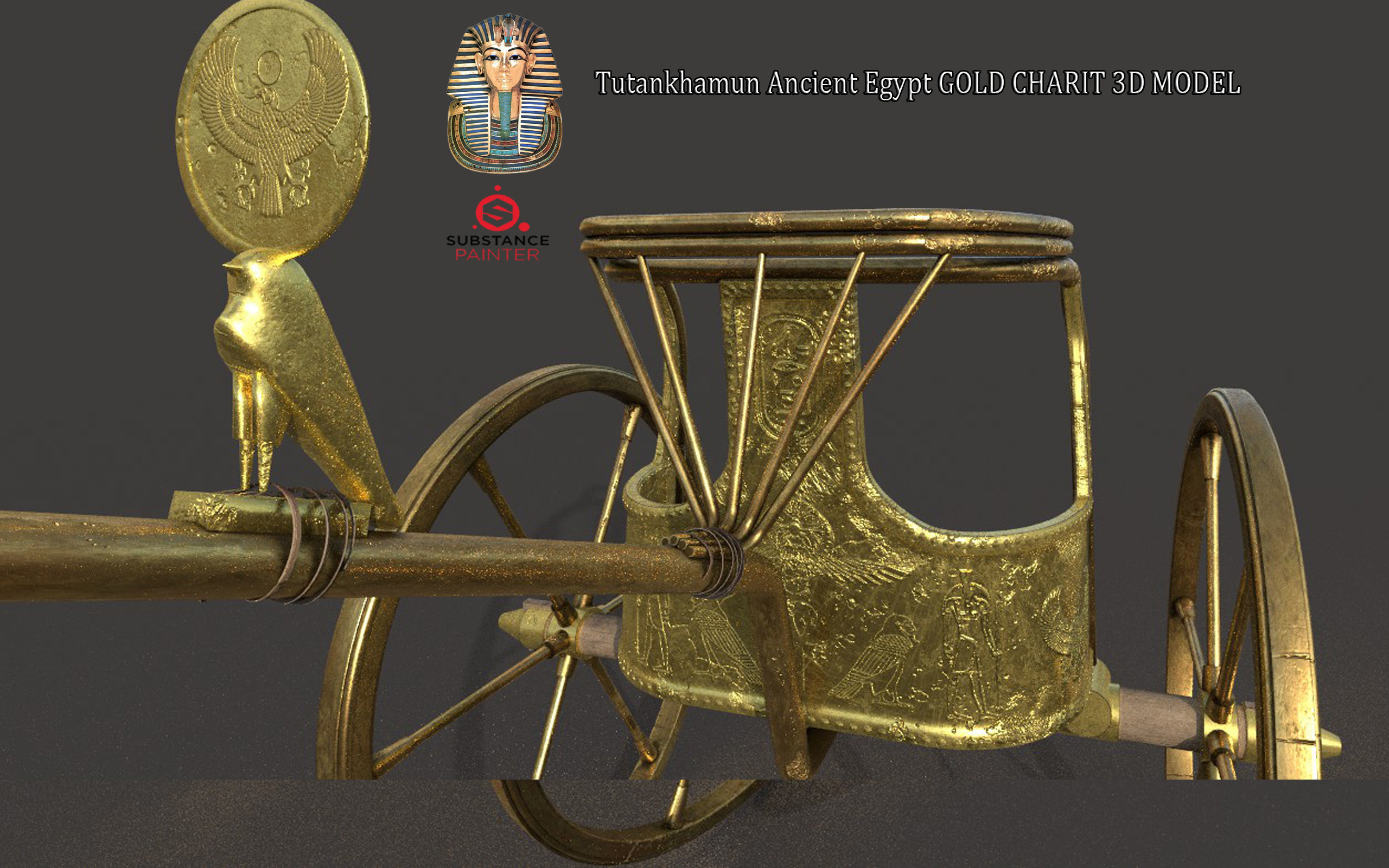 3D model Tutankhamun Ancient Egypt GOLD CHARIT 3D MODEL VR / AR / low ...